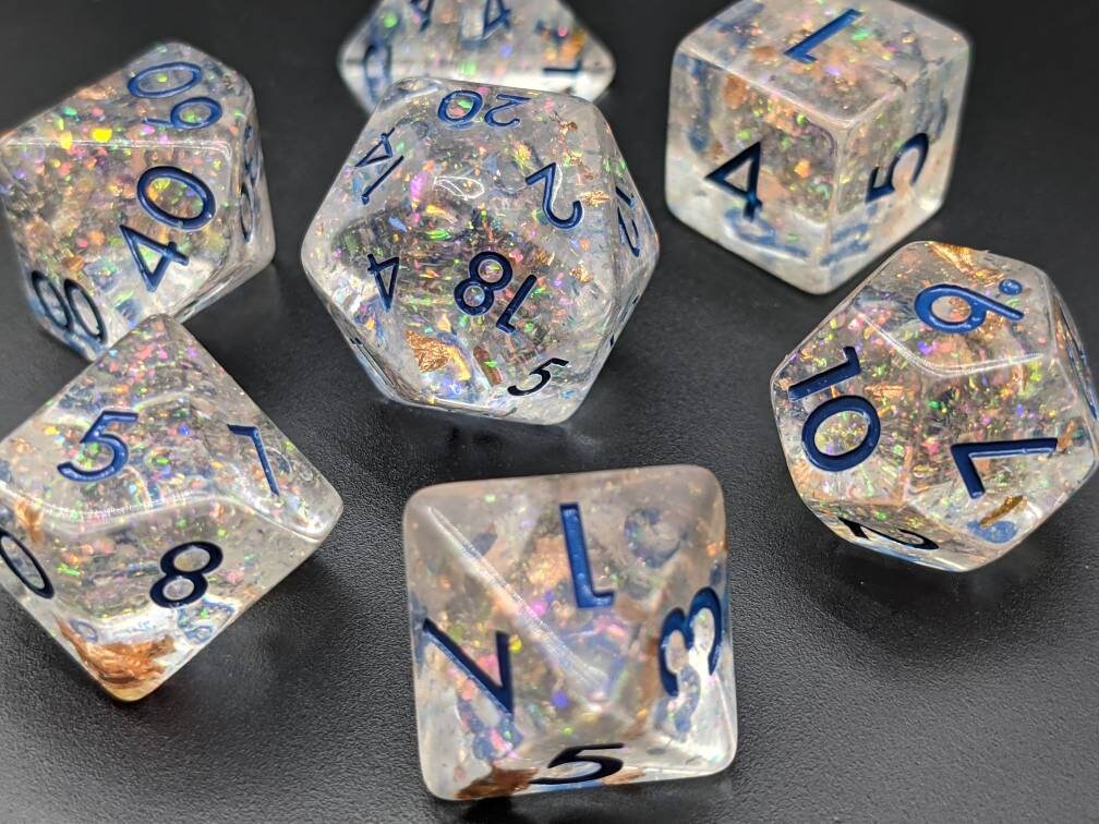 Resin Glitter Bomb Dice - Dnd Dice Set - Polyhedral Dice Set - D&D Dice ...
