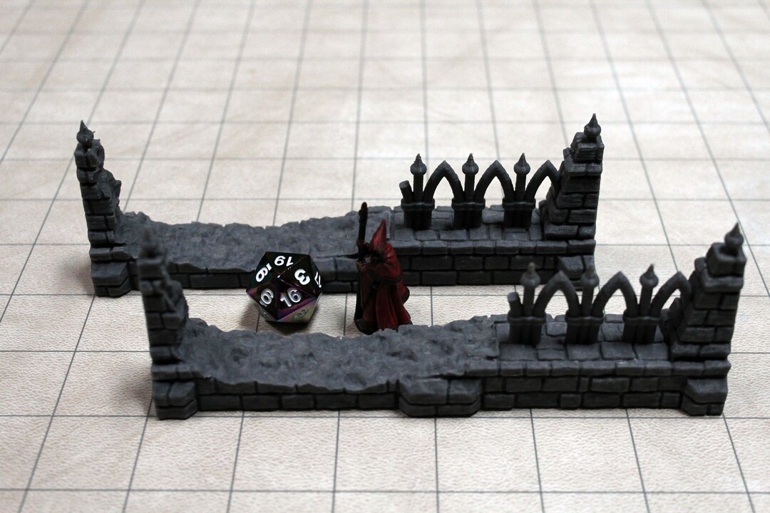 Cemetery Set - Long Ruined Wall - 2 Piece - 28mm - Dungeons and Dragons ...