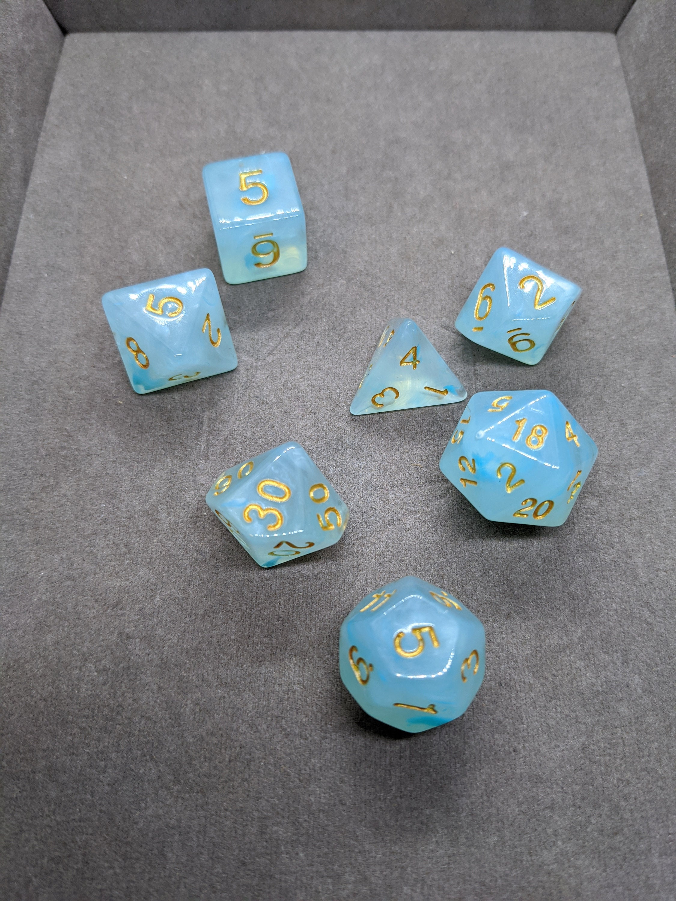 Translucent Blue Ice Dice Dnd Dice Set Polyhedral Dice Set | Etsy
