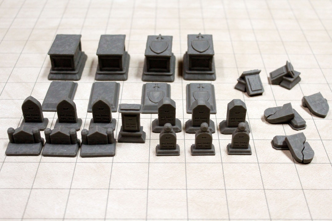 Cemetery Set Graves/tombstones 26 Pieces 28mm Dungeons - Etsy