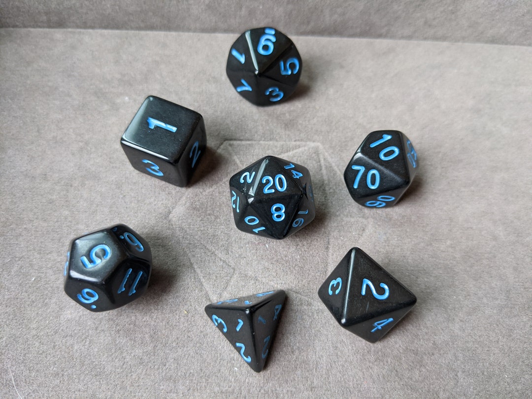 Neon Blue and Black - Dnd Dice Set - Polyhedral Dice Set - D&D Dice ...