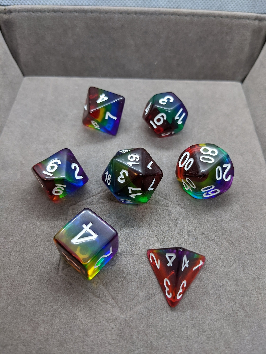 Resin Rainbow Dice - Dnd Dice Set - Polyhedral Dice Set - D&D Dice ...