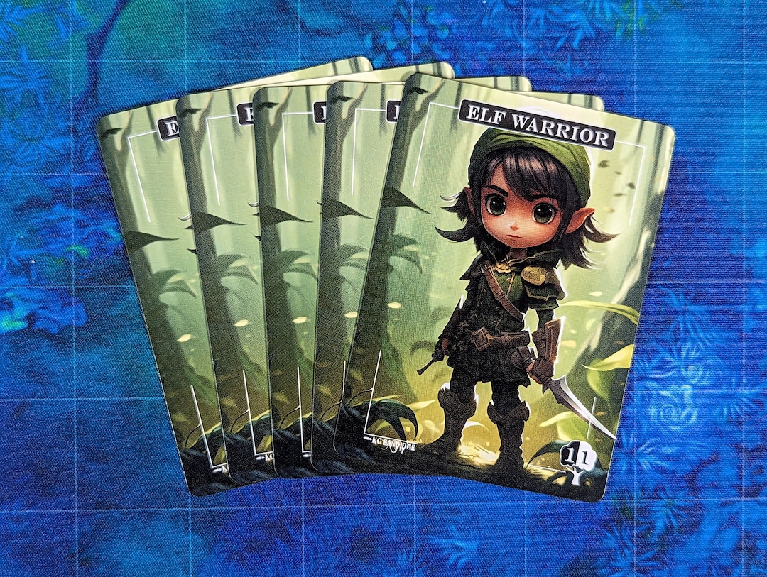 Elf Warrior Tokens Chibi Magic Proxies Full Art Proxy 5 Card Pack - Etsy