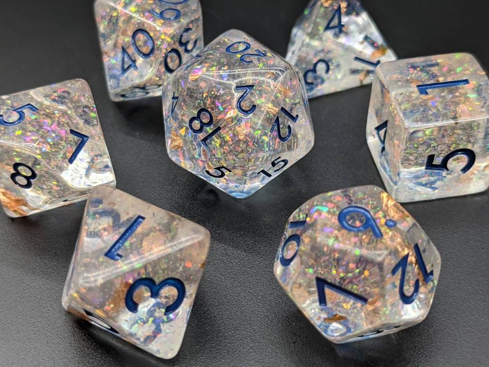 Resin Glitter Bomb Dice - Dnd Dice Set - Polyhedral Dice Set - D&D Dice ...