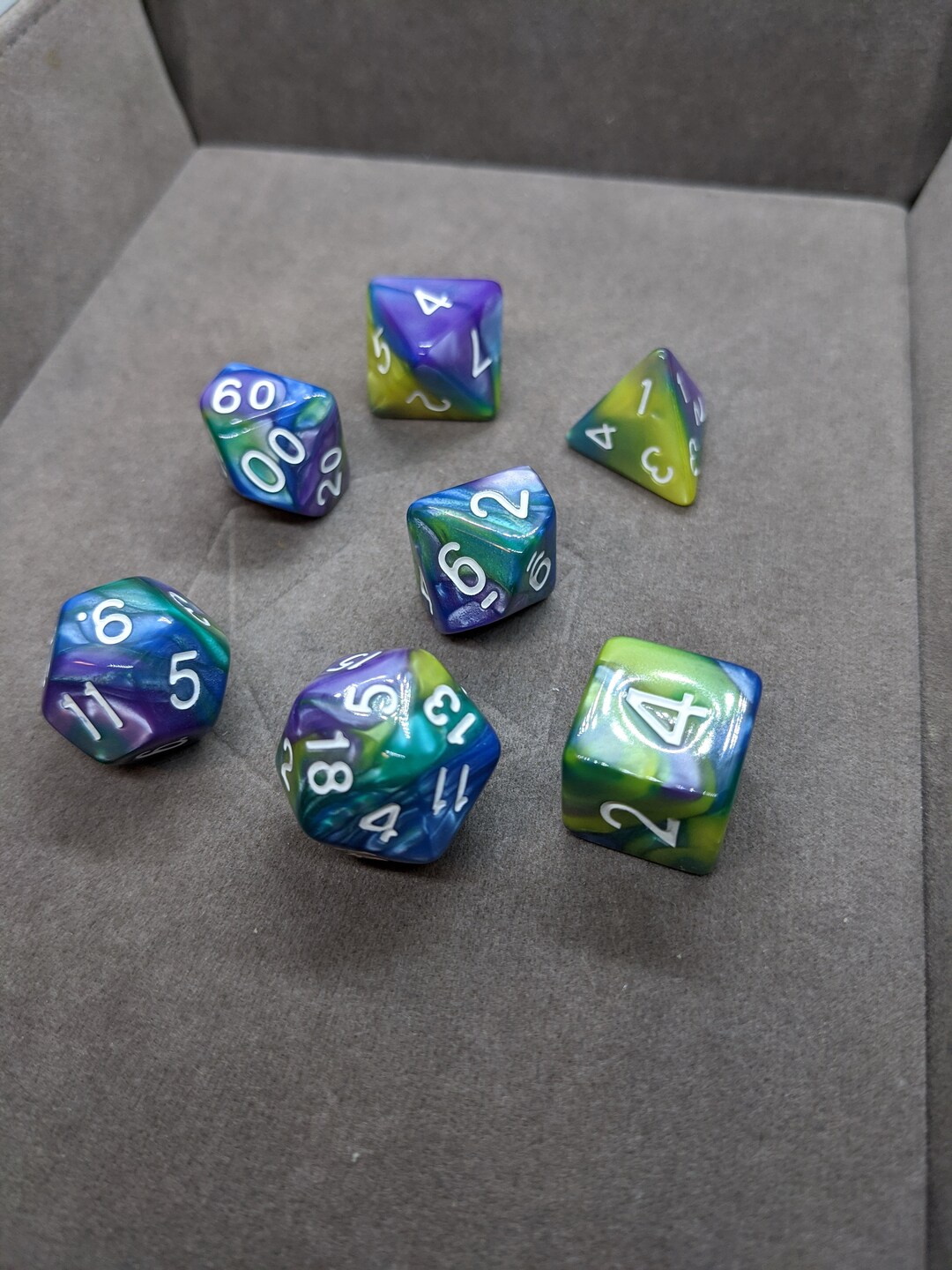 Blue and Purple Stained Glass Dice - Dnd Dice Set - Polyhedral Dice Set ...