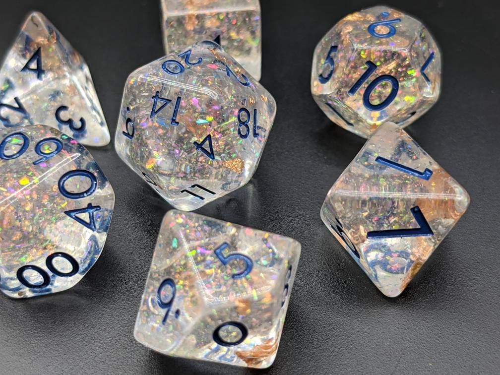 Resin Glitter Bomb Dice - Dnd Dice Set - Polyhedral Dice Set - D&D Dice ...