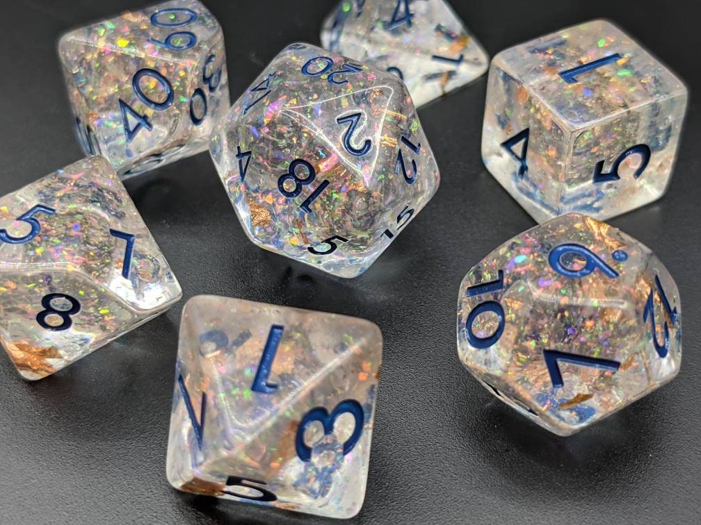 Resin Glitter Bomb Dice - Dnd Dice Set - Polyhedral Dice Set - D&D Dice ...