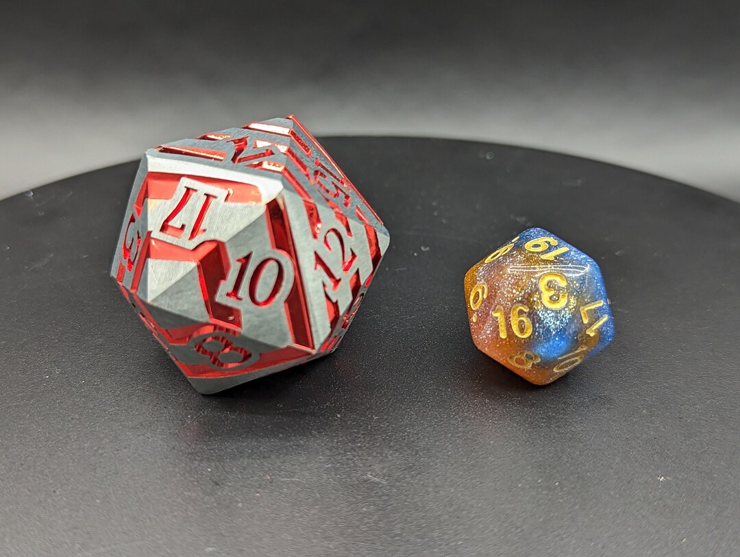 33mm Oversized D20 Metal Dice Metal Polyhedral Dice D&D Dice TTRPG Dice ...