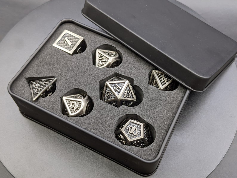 Black Dragon Scale Metal Polyhedral Dice D&D Dice TTRPG - Etsy
