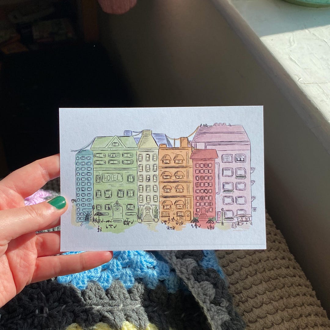 Row of Houses Art Print, Small Art Print, A6 Prints, Wall Art, Home ...