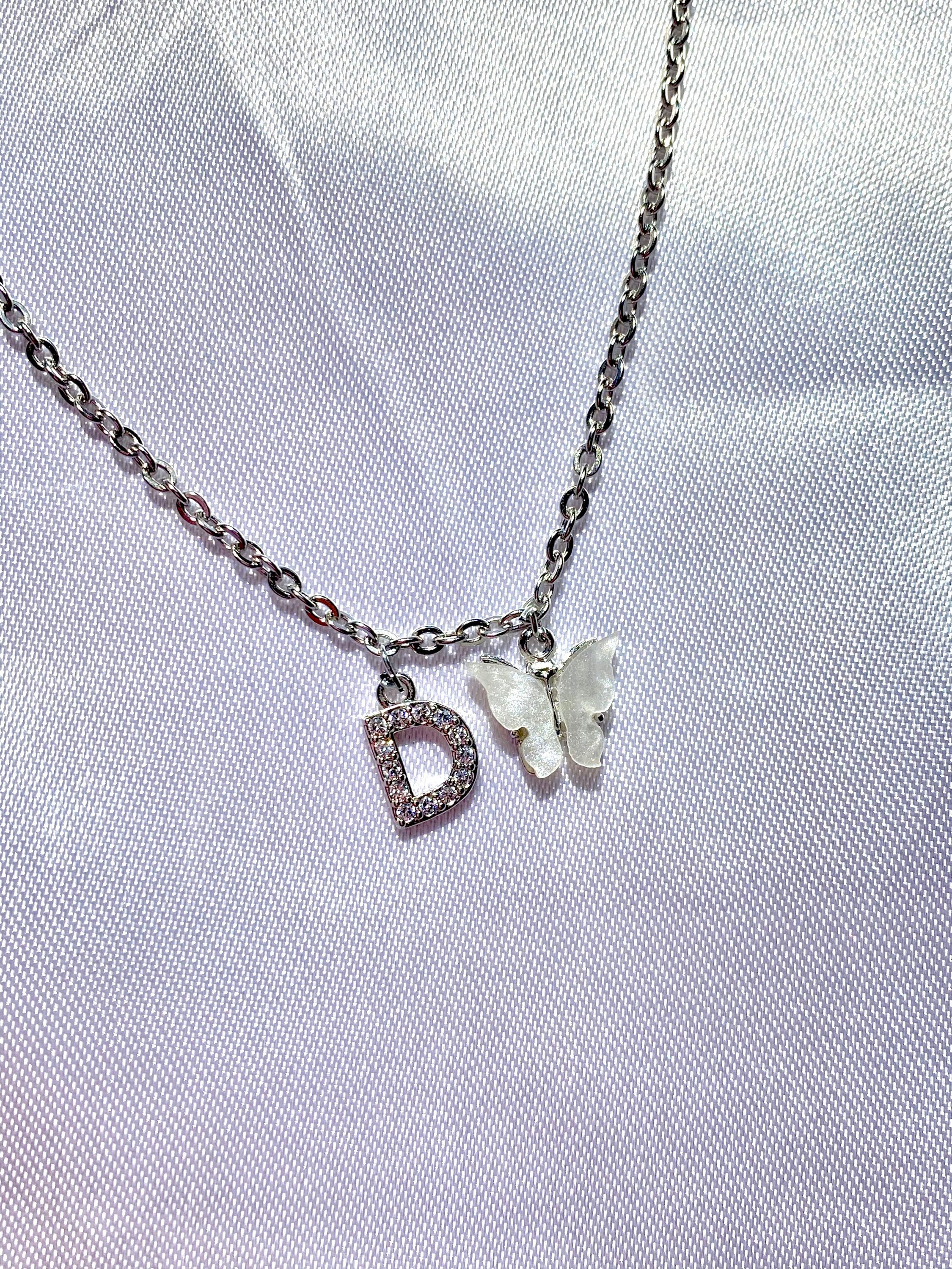 Stainless steel butterfly mariposa custom rhinestone initial | Etsy