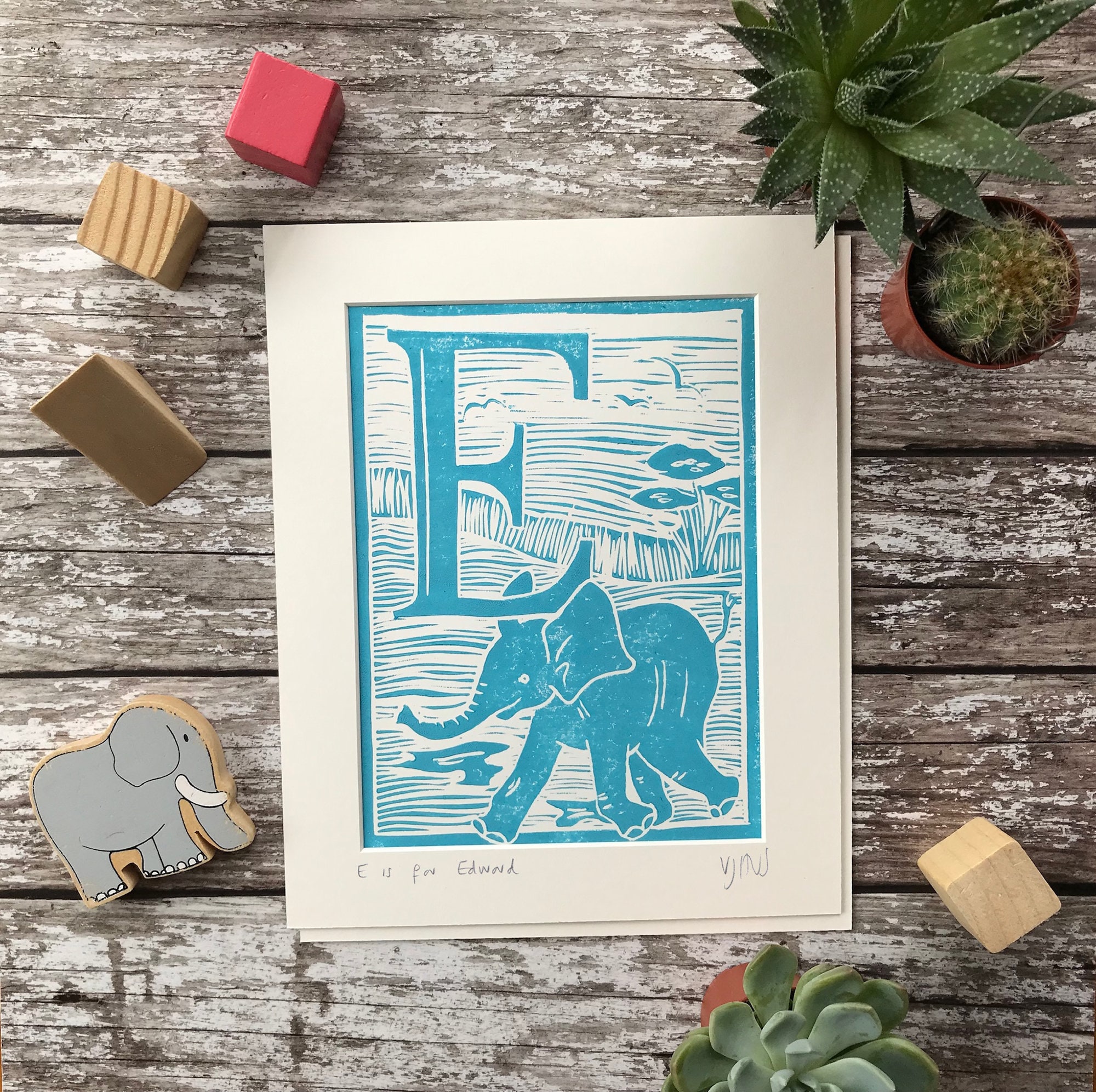 Personalised Initial Print Letter E Hand Printed Linocut | Etsy