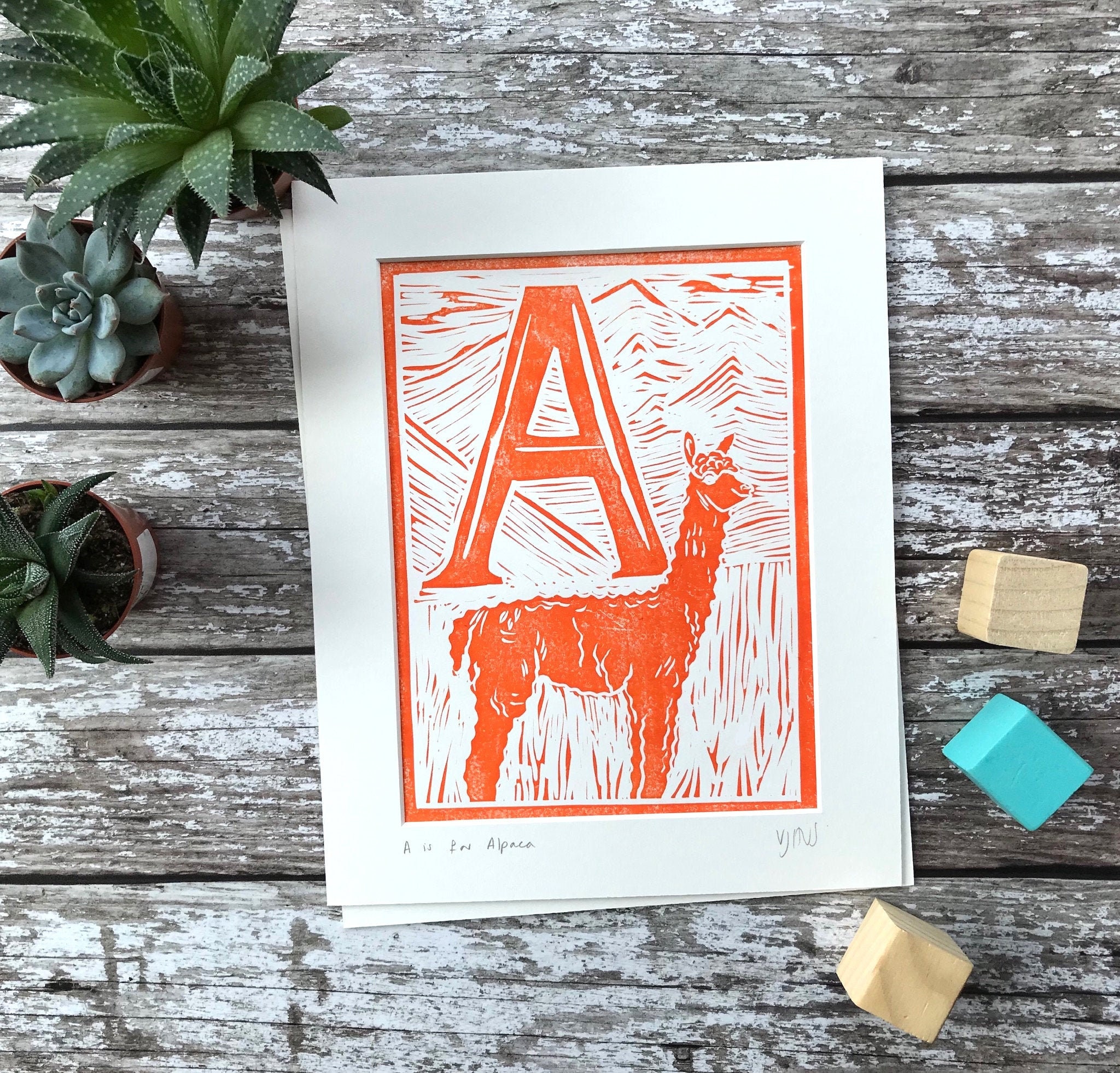Personalised Initial Print Letter A Hand Printed Linocut | Etsy