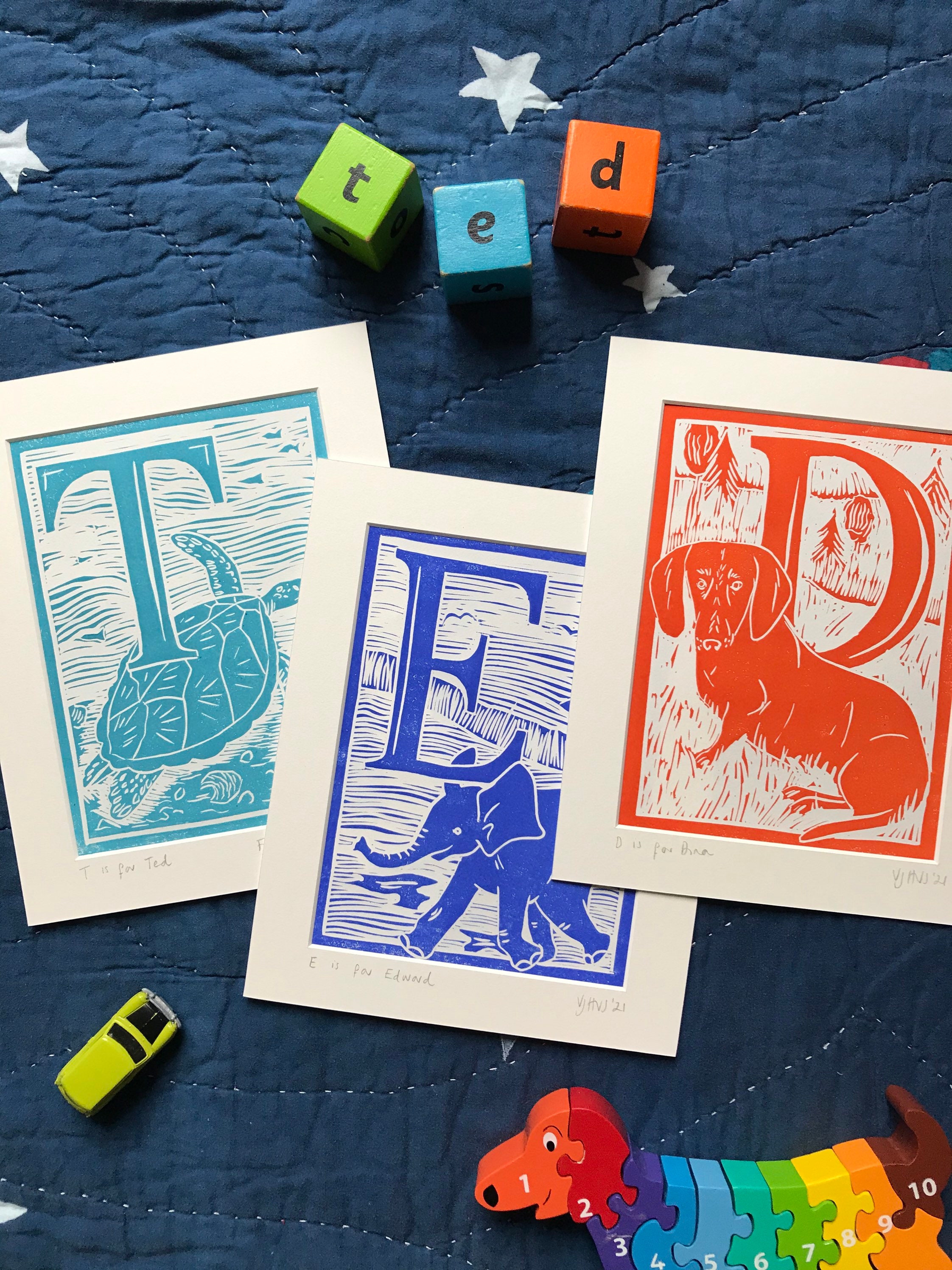 Personalised Initial Print Letter E Hand Printed Linocut | Etsy