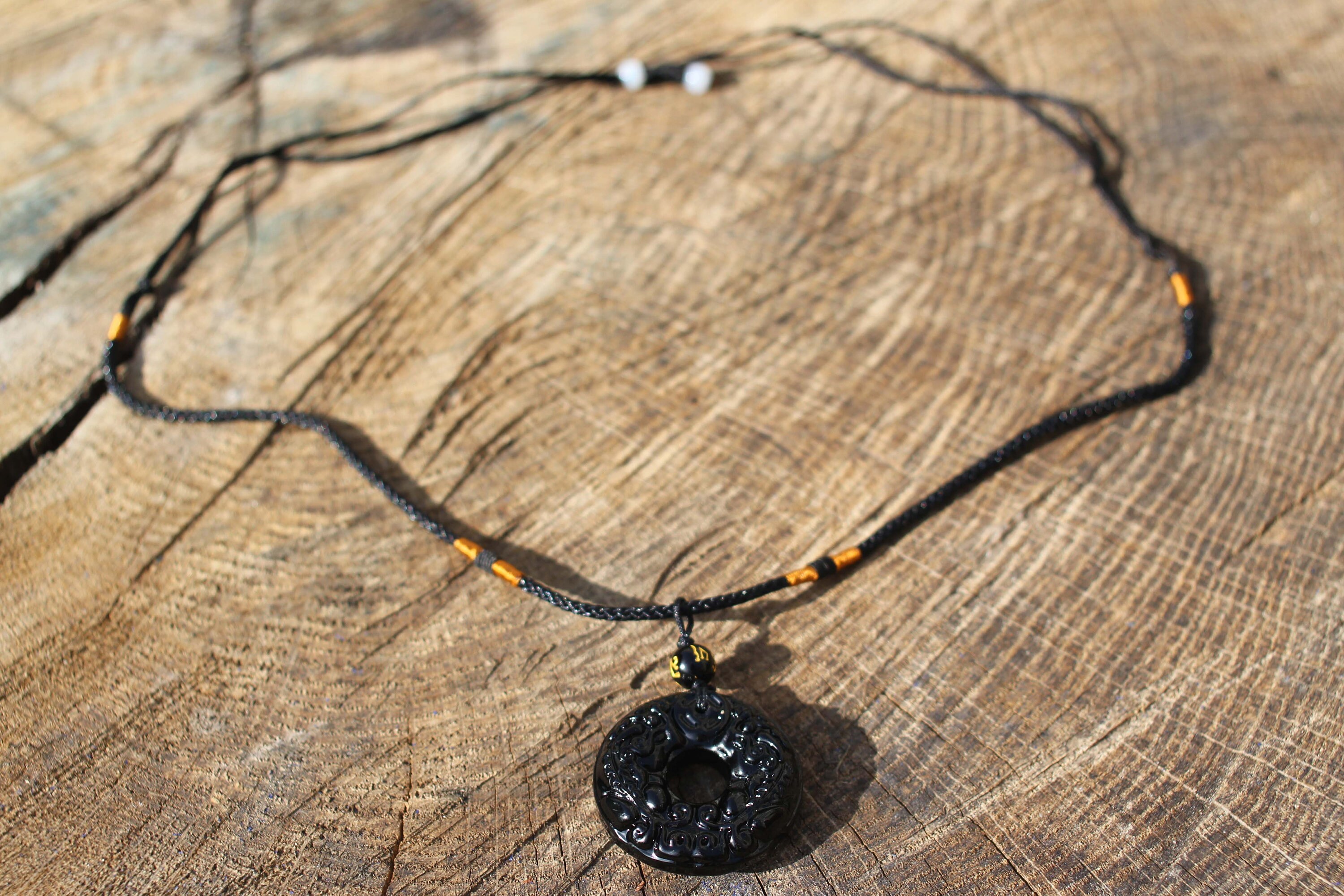 Obsidian Pendant Necklace Circle Healing Crystal Black - Etsy UK