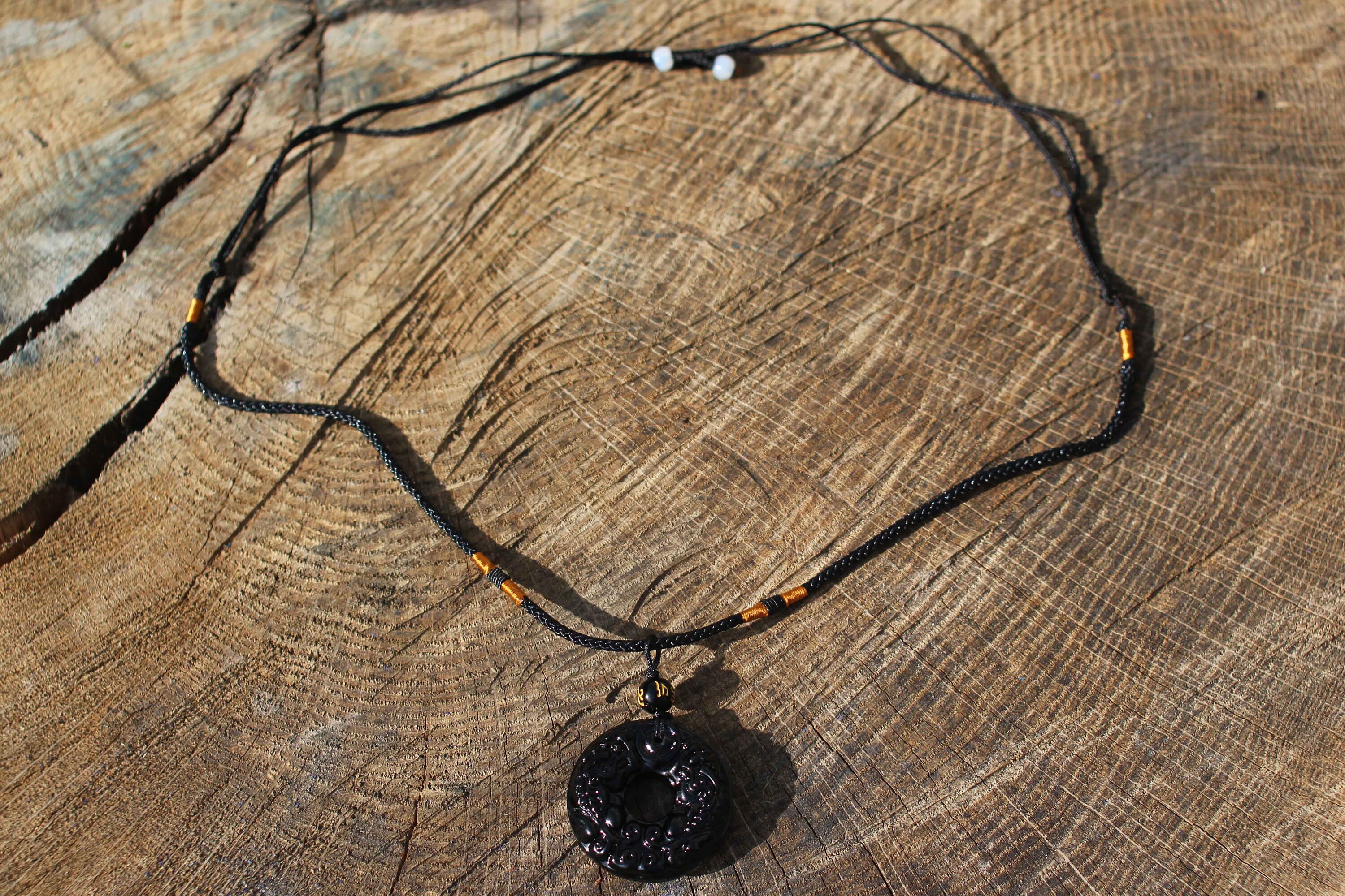 Obsidian Pendant Necklace Circle Healing Crystal Black - Etsy UK