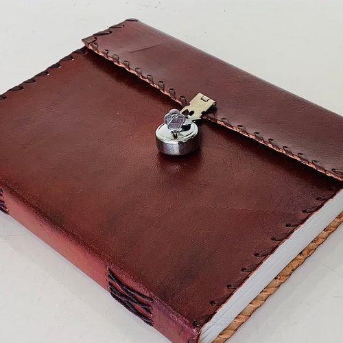 Leather Journal With Lock and Key Leather Notebook Travel - Etsy