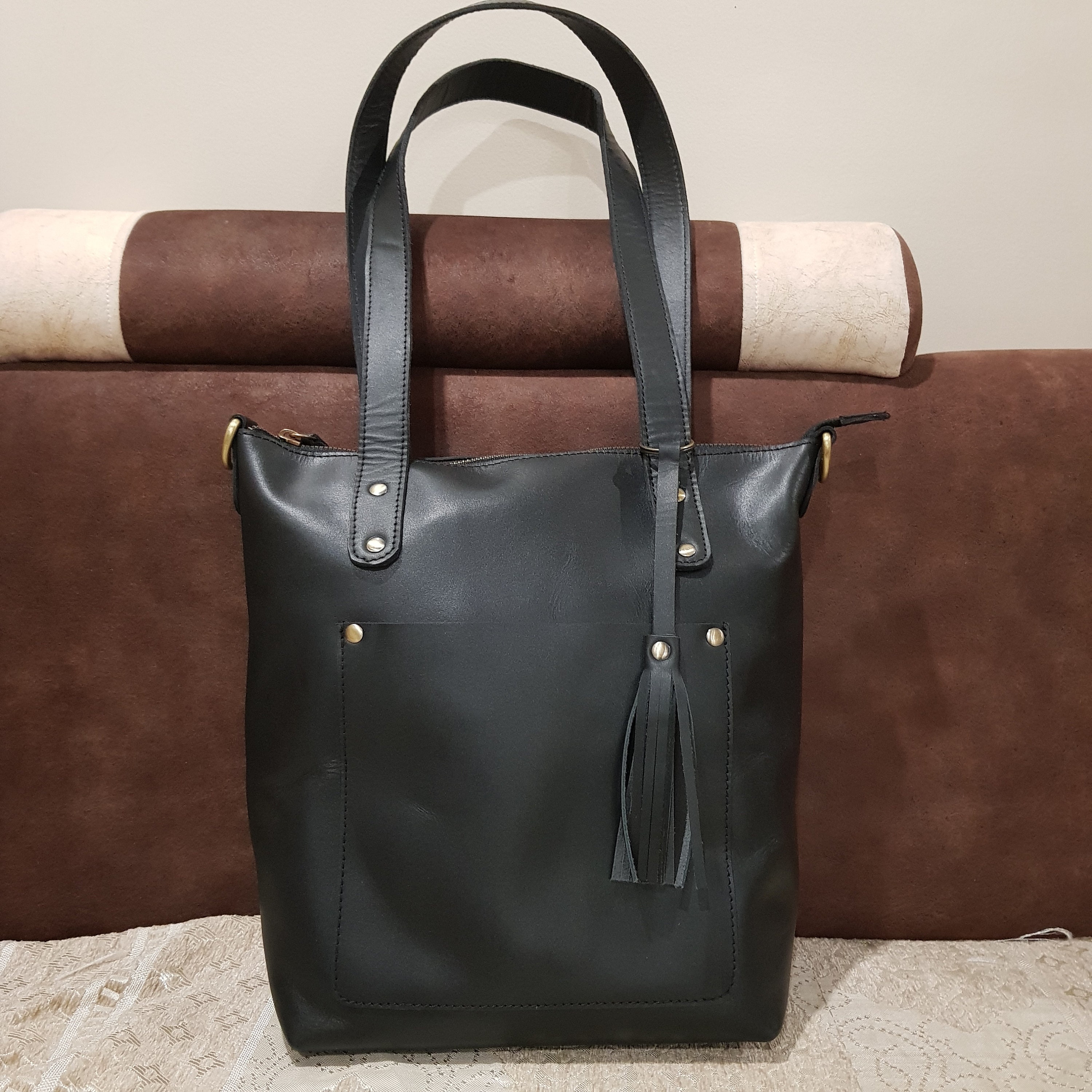 Classic Leather Tote Bag Handmade Leather Purse Small | Etsy