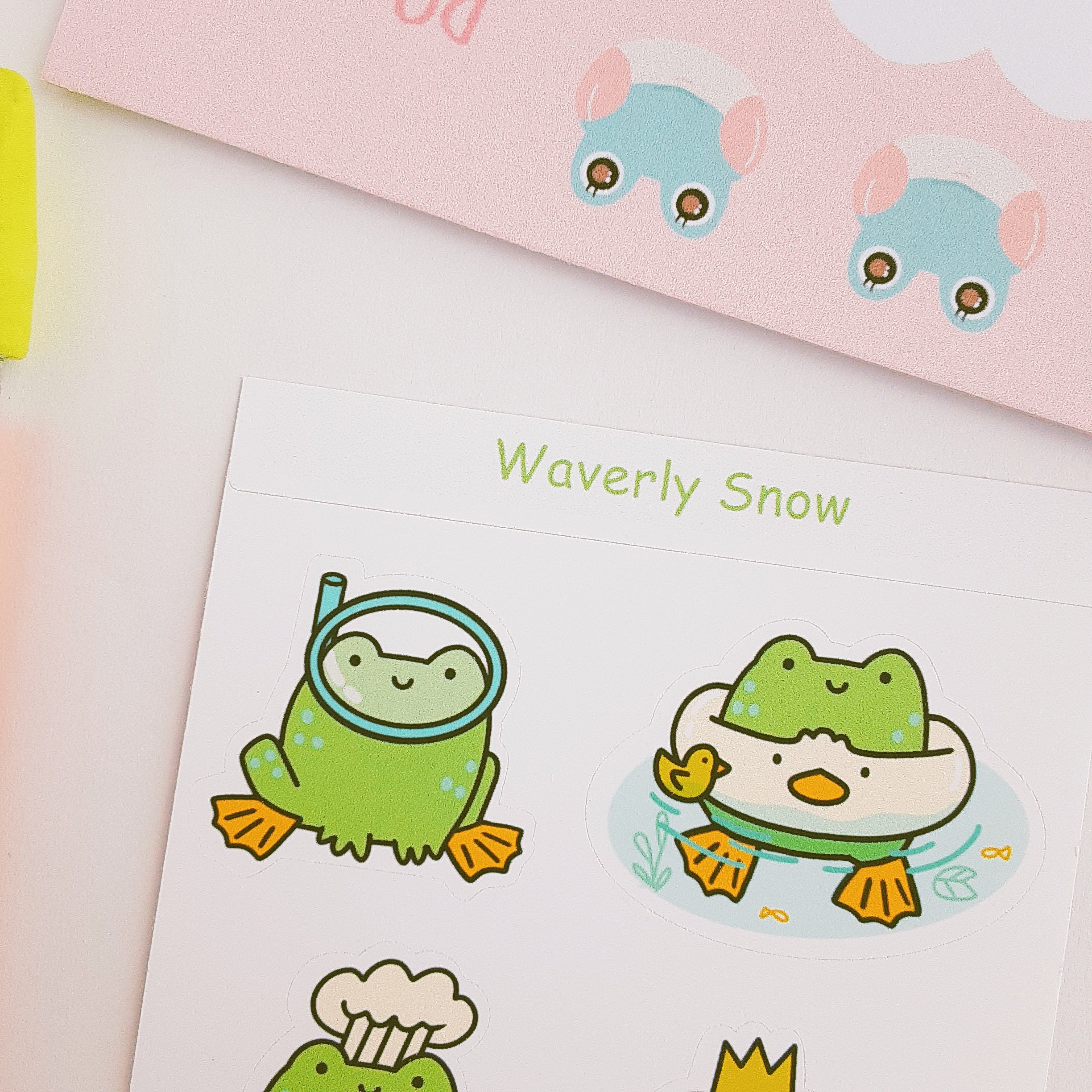 Cute Summer Frogs. Sticker Sheet. Waterproof Transparent / - Etsy
