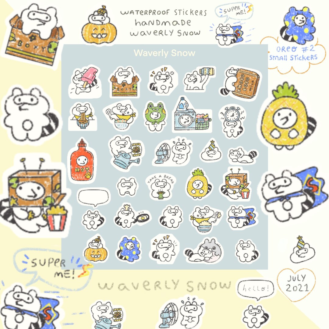 Oreo the Raccoon Sticker Sheet 2. and Super Oreo Sticker. Cute Handmade ...