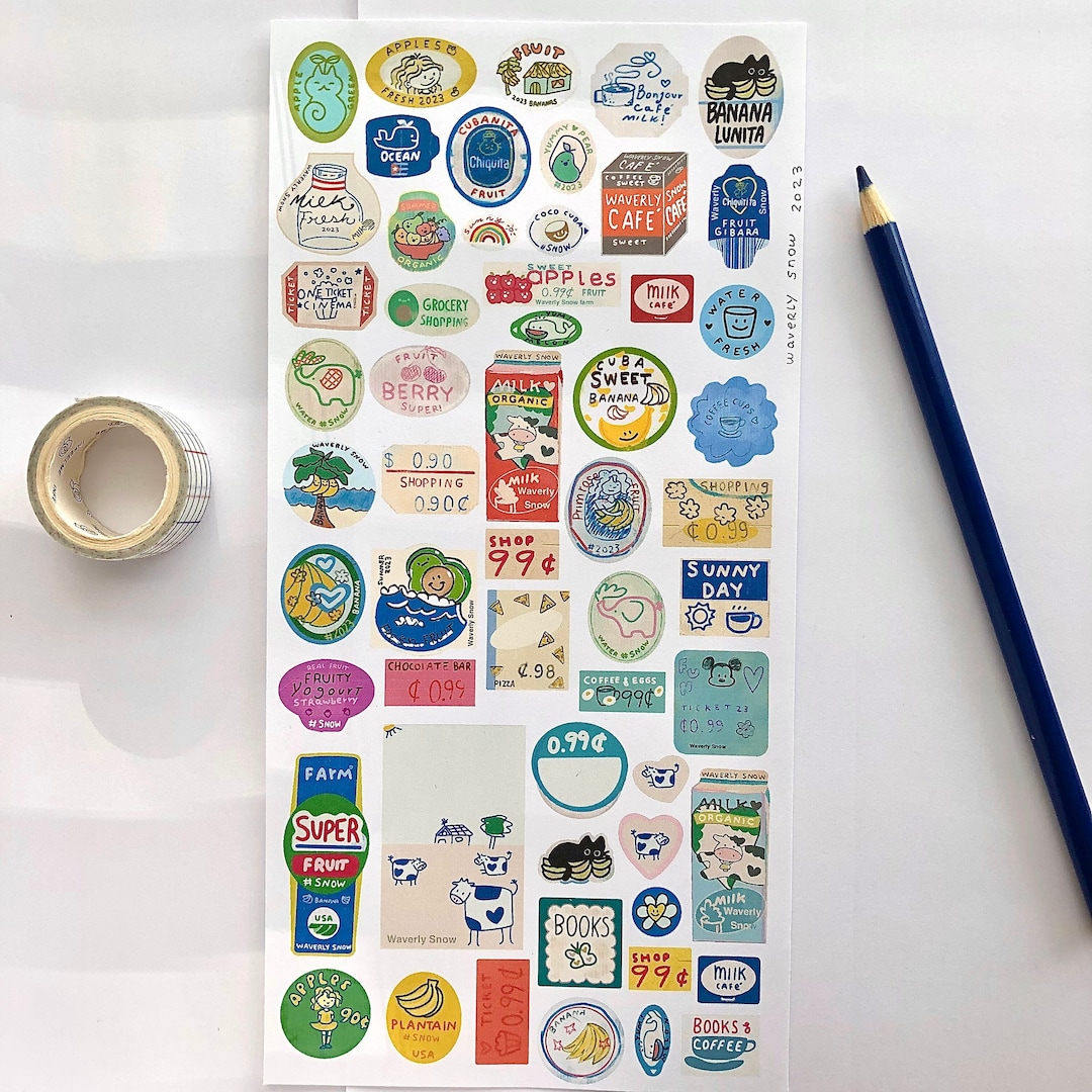 Handmade Vintage Fruit Labels Sticker Sheet: Water-resistant - Etsy