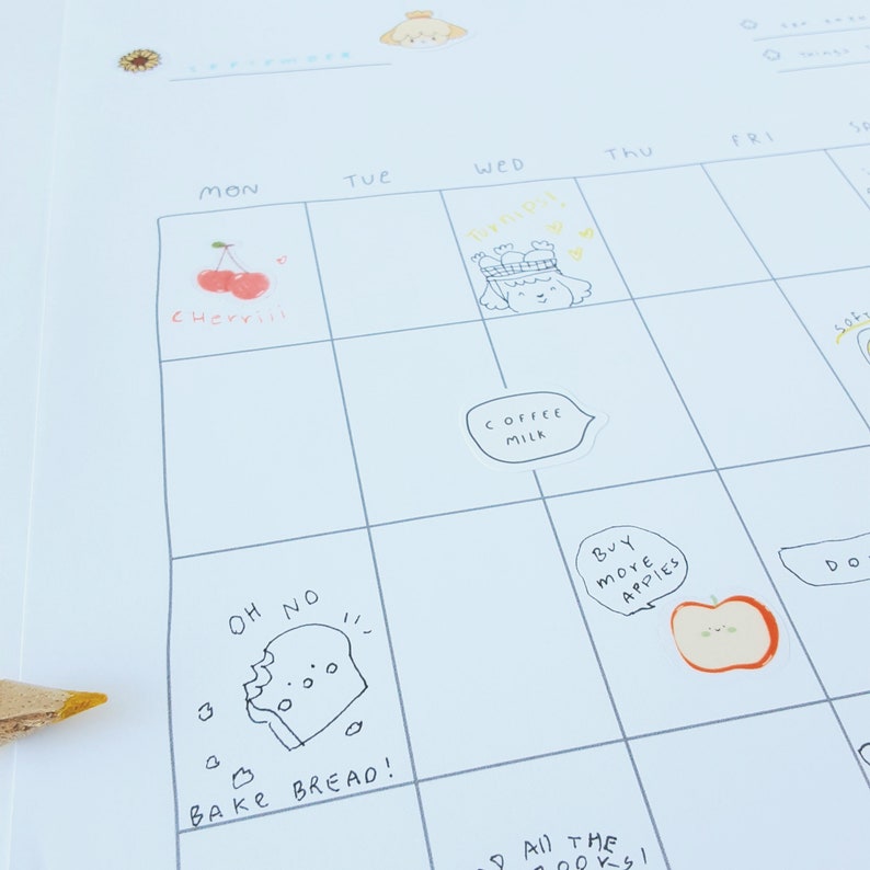 Doodle Calendar. Cute Instant Download Calendar. | Etsy