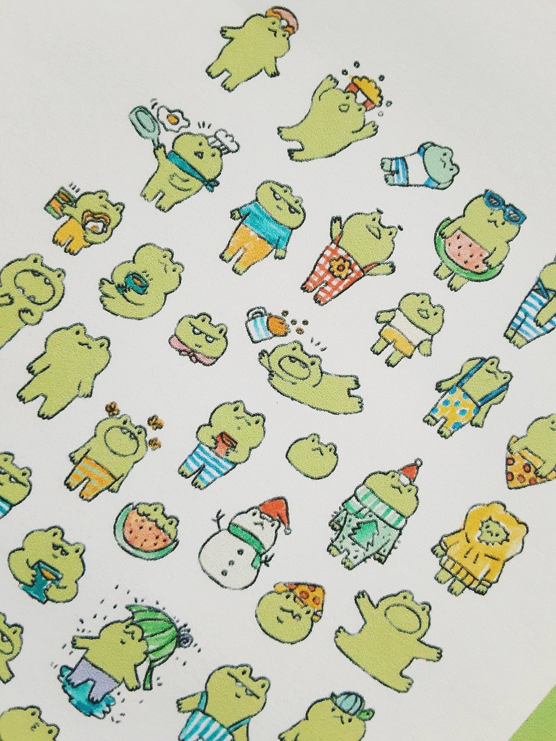 Super Tiny Frog Stickers. Handmade. Waterproof / Matte White ...