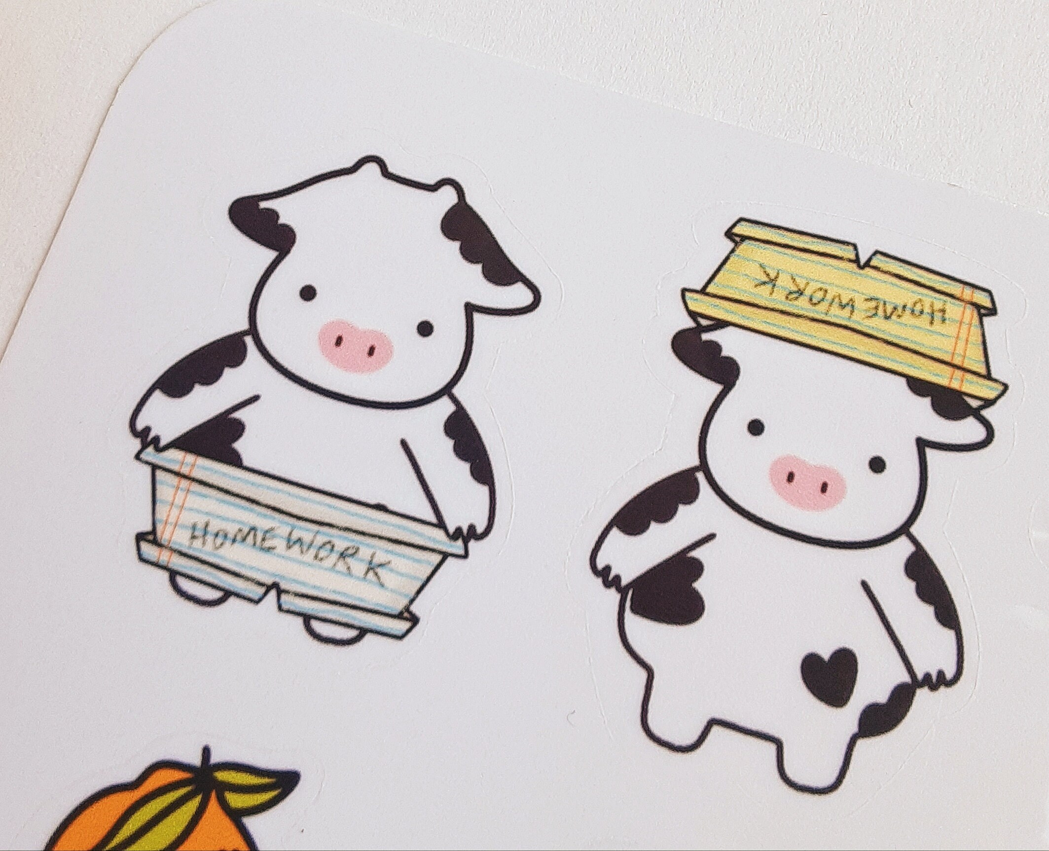 Cute little cow stickers. Waterproof transparent / matte white - Etsy 日本