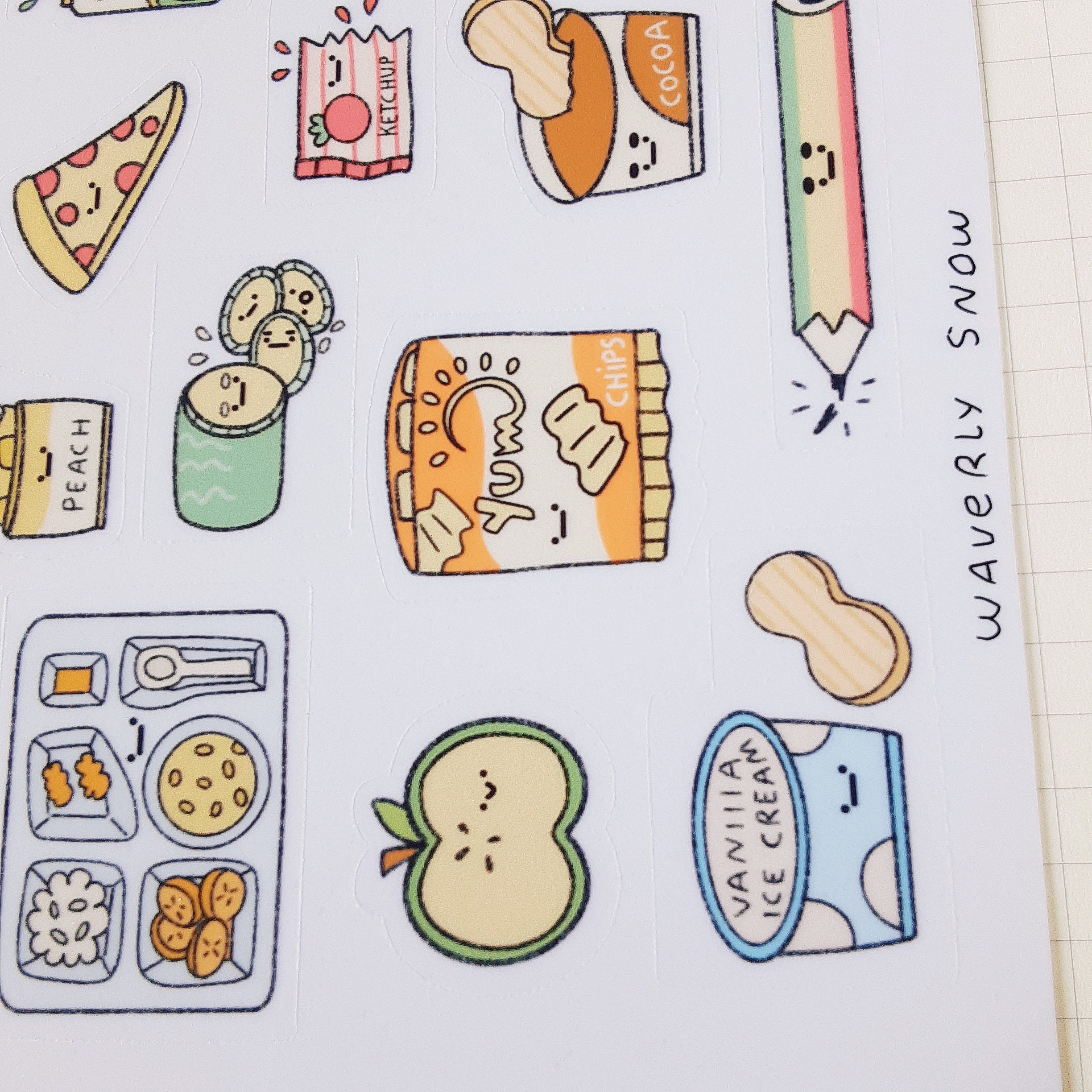 School Lunch Sticker Sheet. Cute Waterproof Transparent / - Etsy UK