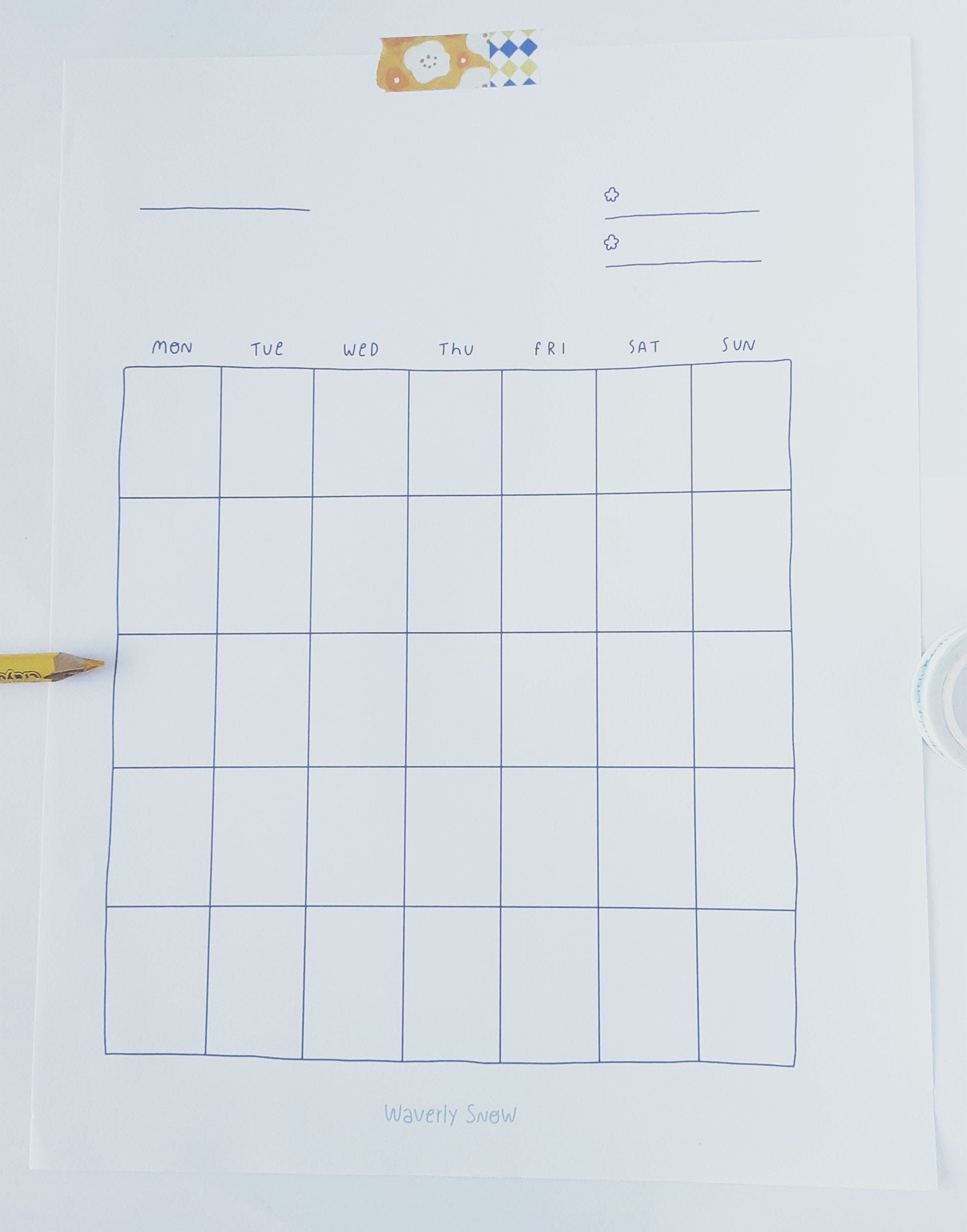 Doodle Calendar. Cute Instant Download Calendar. | Etsy