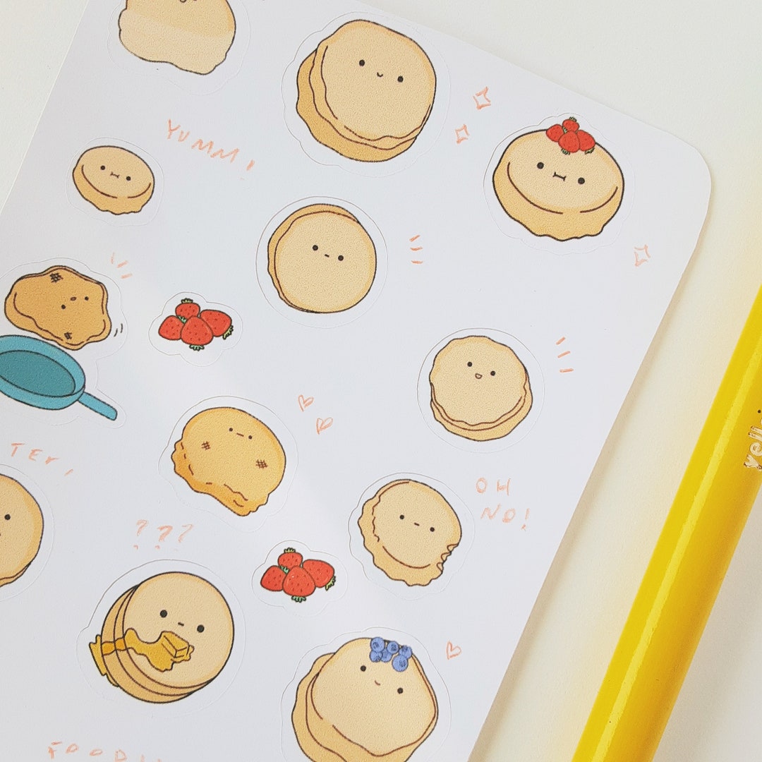 Cute Kawaii Pancakes Stickers. Waterproof Transparent / Matte White ...