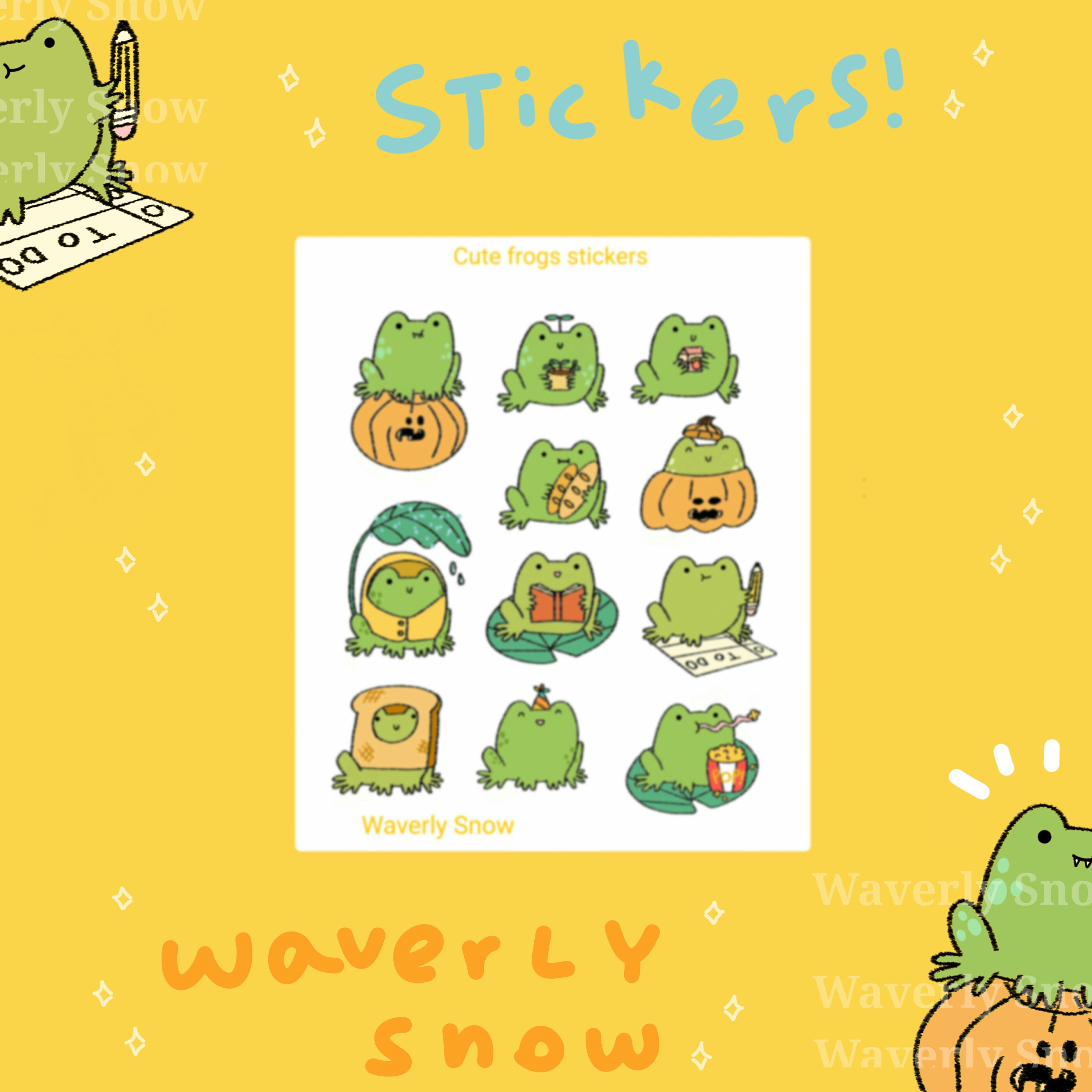 Cute Frogs Stickers 2. Waterproof Clear/matte Stickers.bullet - Etsy