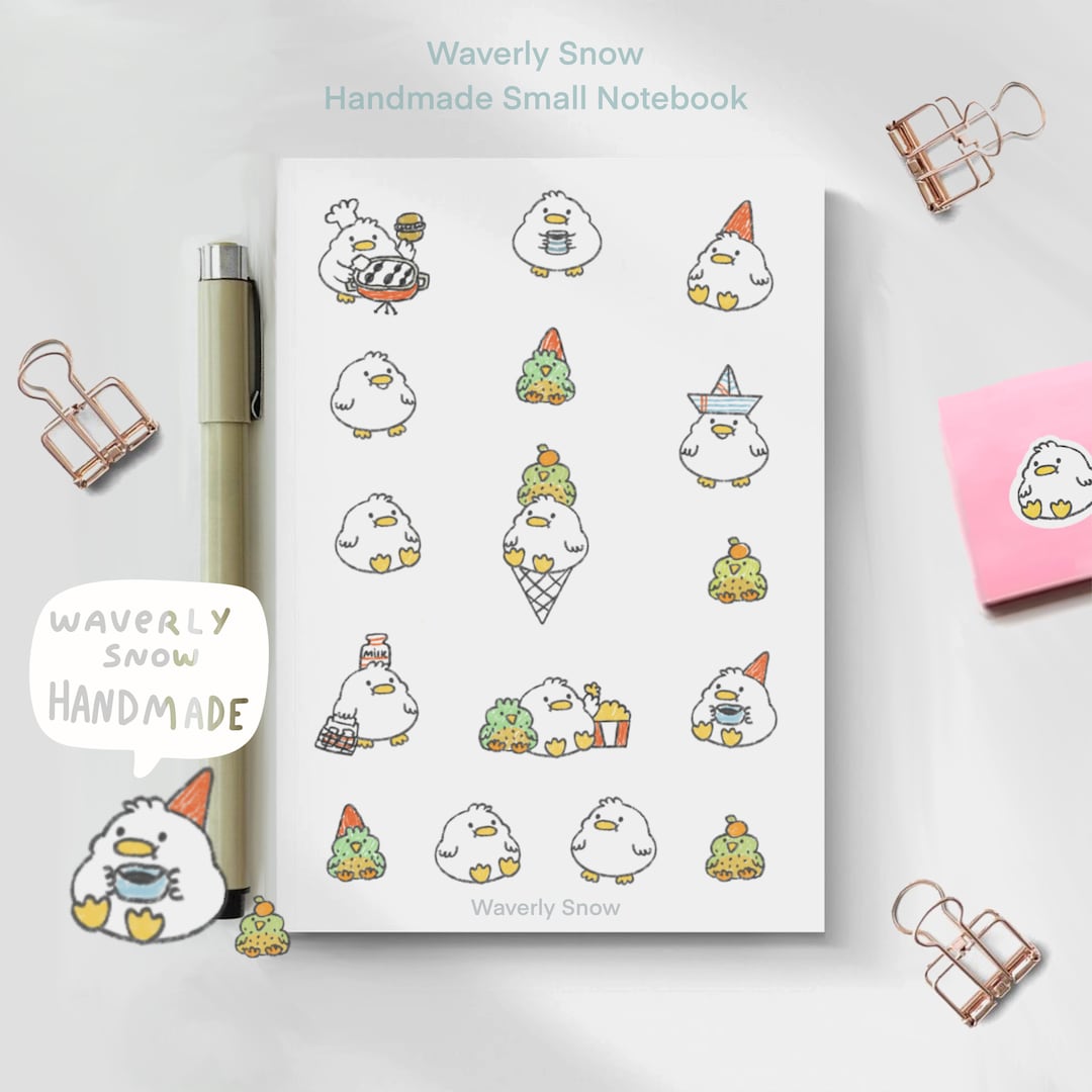 Handmade Notebook. Chubby Duck. Grid / Ruled / Dotted / Blank / Small ...