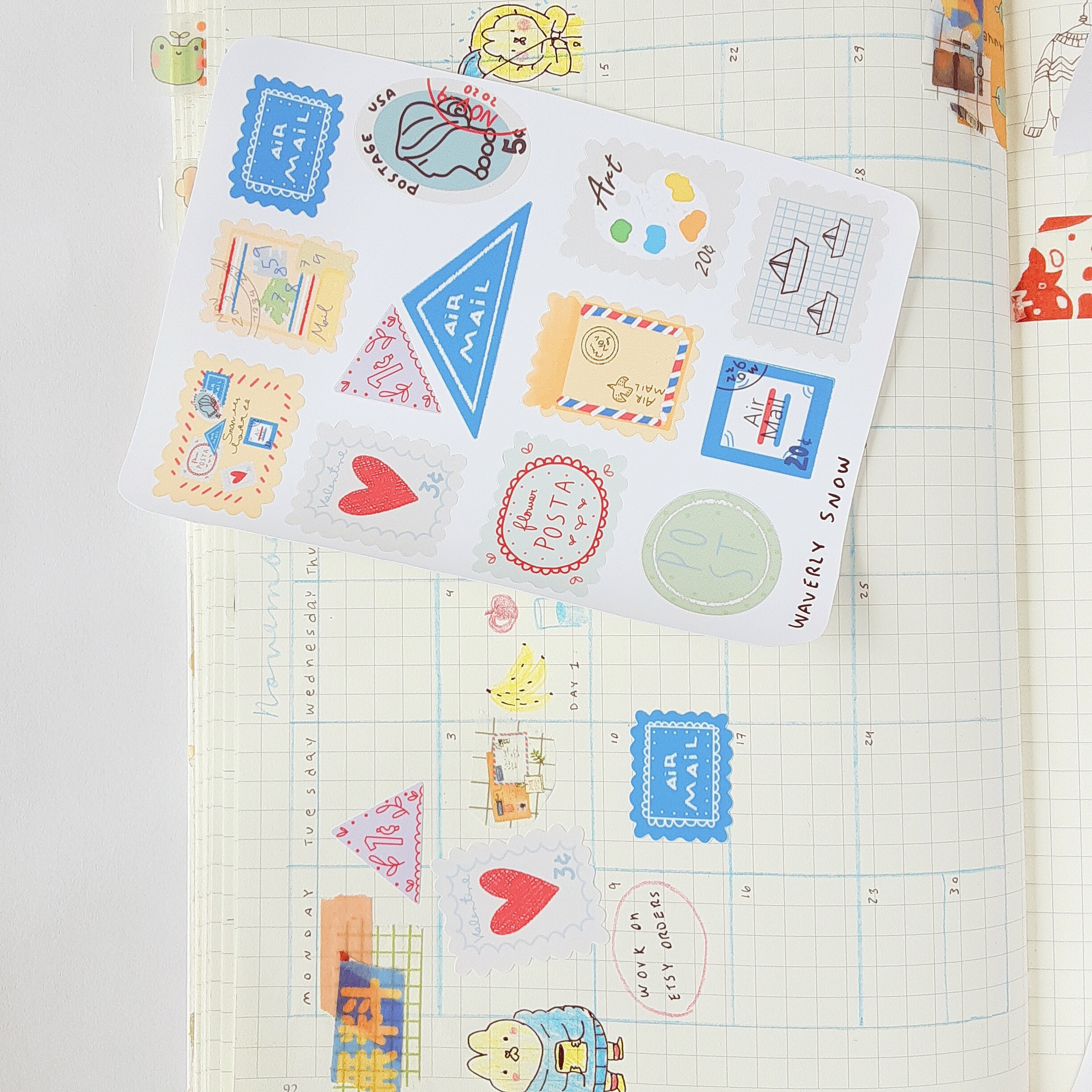 Postage Stamp Stickers. Mail. Cute Sticker Sheet. Bullet - Etsy