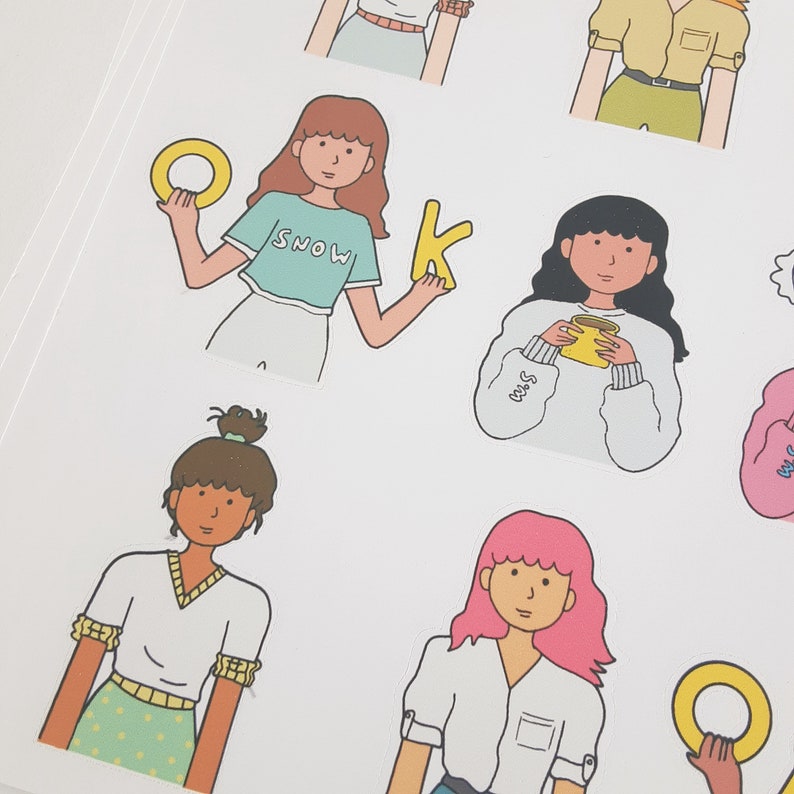 Girls Sticker Sheet. Cute Stickers.. Bullet Journal Stickers. - Etsy