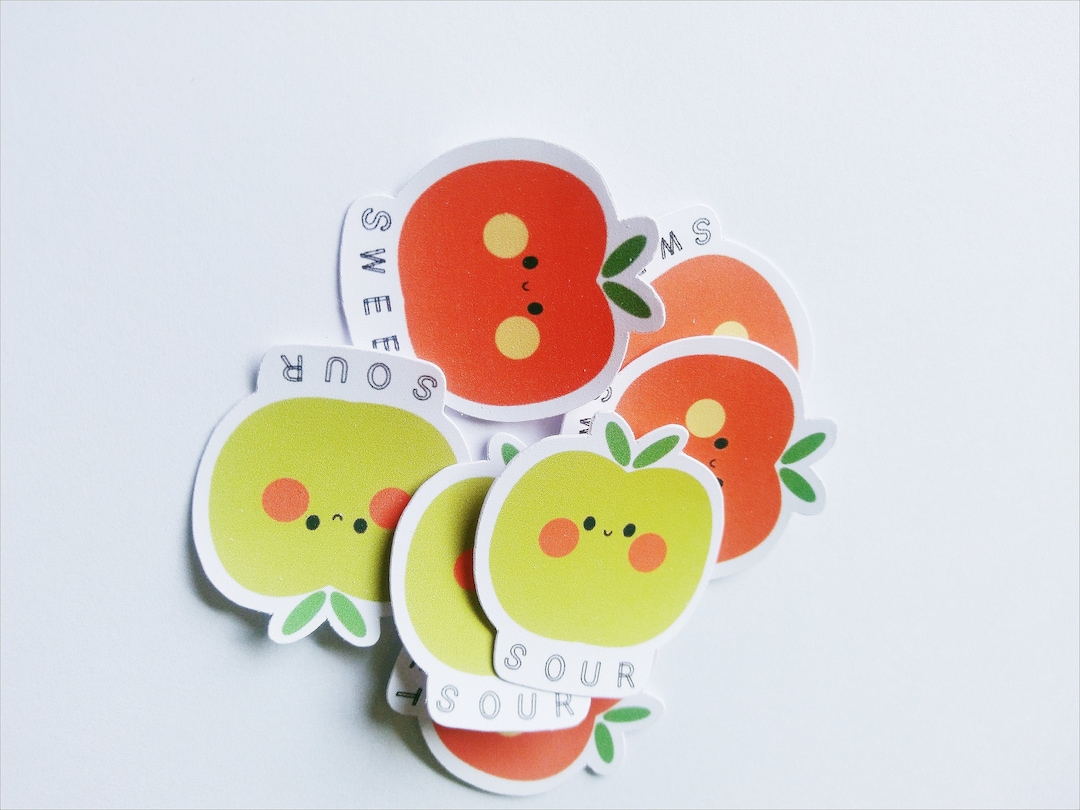 Sweet & Sour Apple Stickers. Sticker Pack. Bullet Journal Stickers. - Etsy