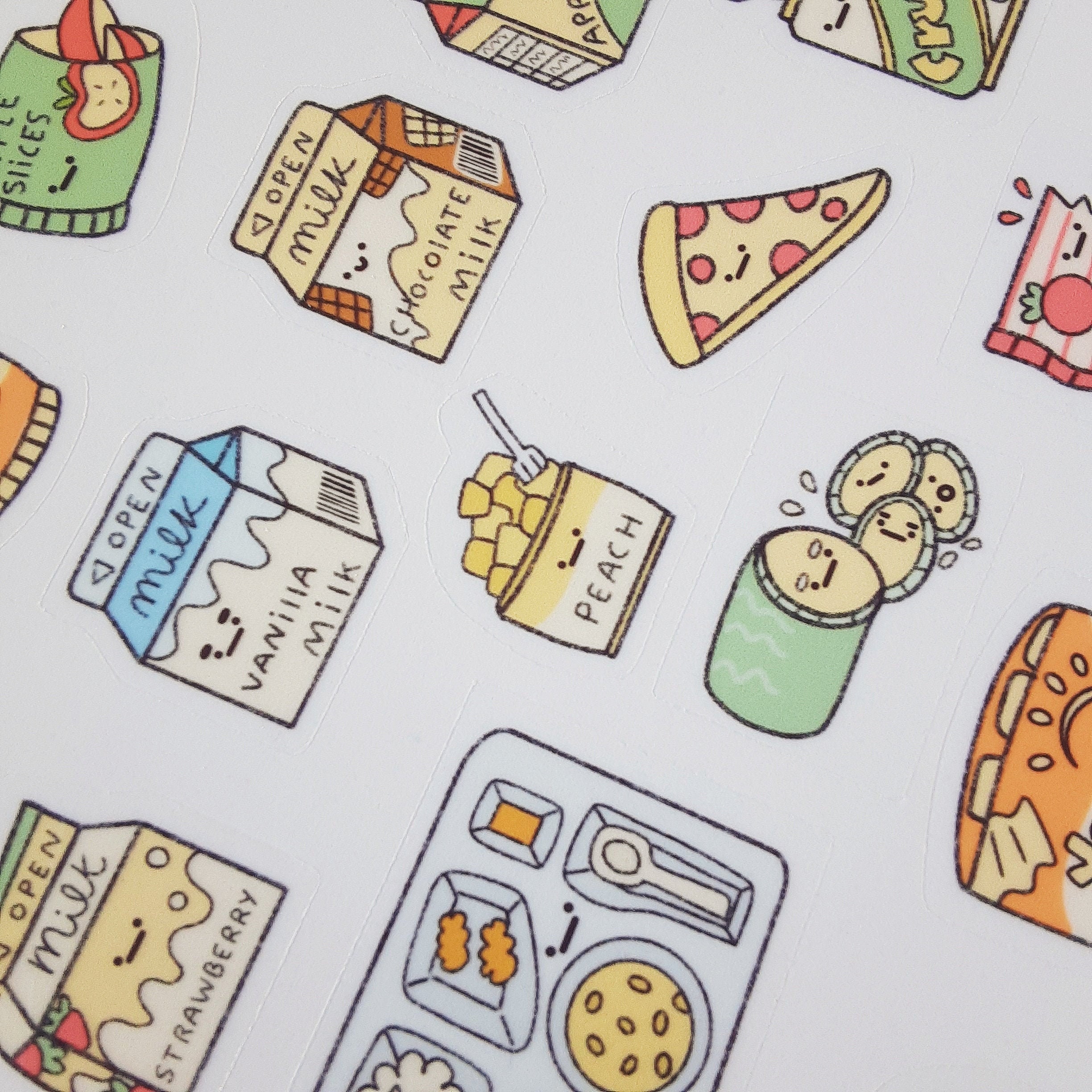 School Lunch Sticker Sheet. Cute Waterproof Transparent / - Etsy UK