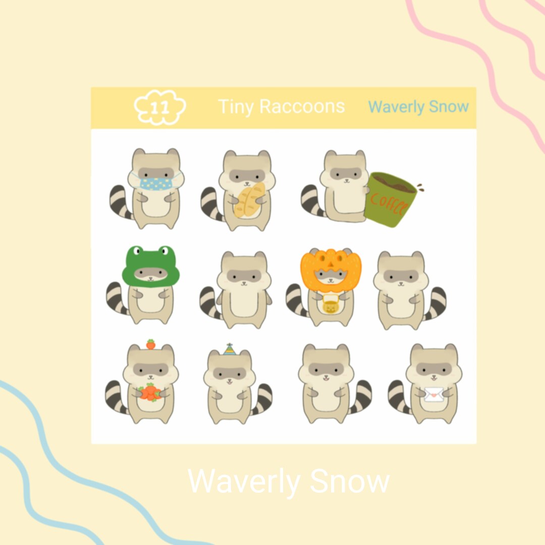 Tiny Raccoons Sticker Sheet. Bullet Journal Stickers. Waterproof ...