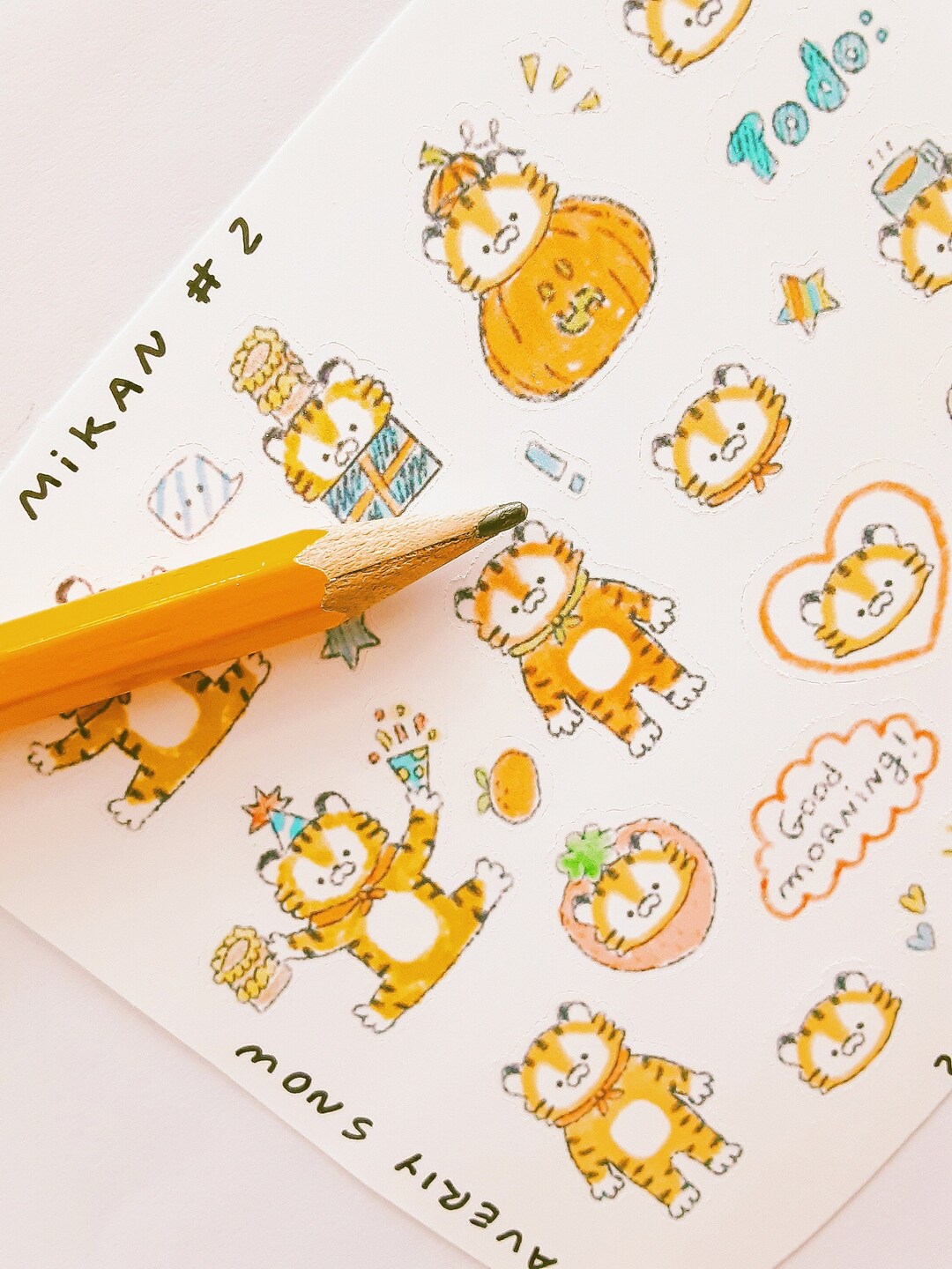 Cute Tiger Stickers. Mikan the Tiger Version 2. Handmade. Waterproof ...