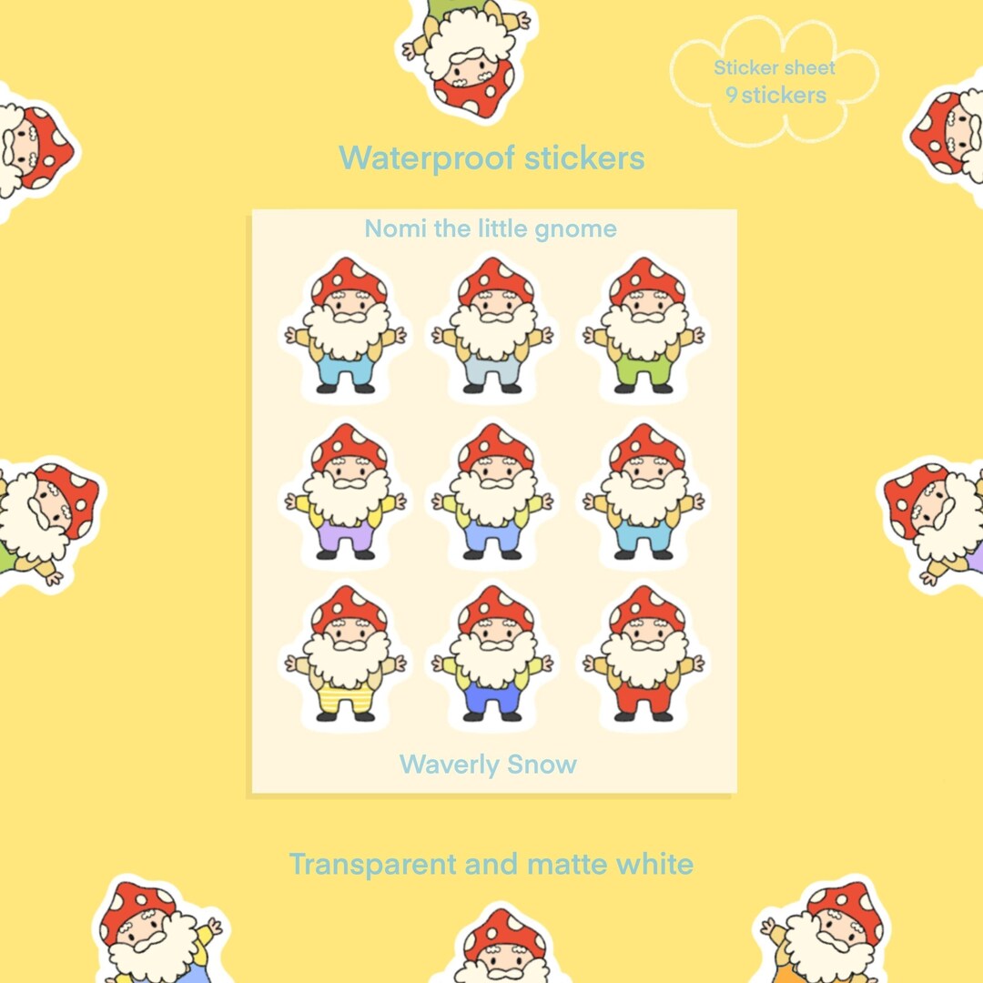 Stickers Gnome, Nomi, the Little Gnome. Cute Small Stickers. Handmade ...