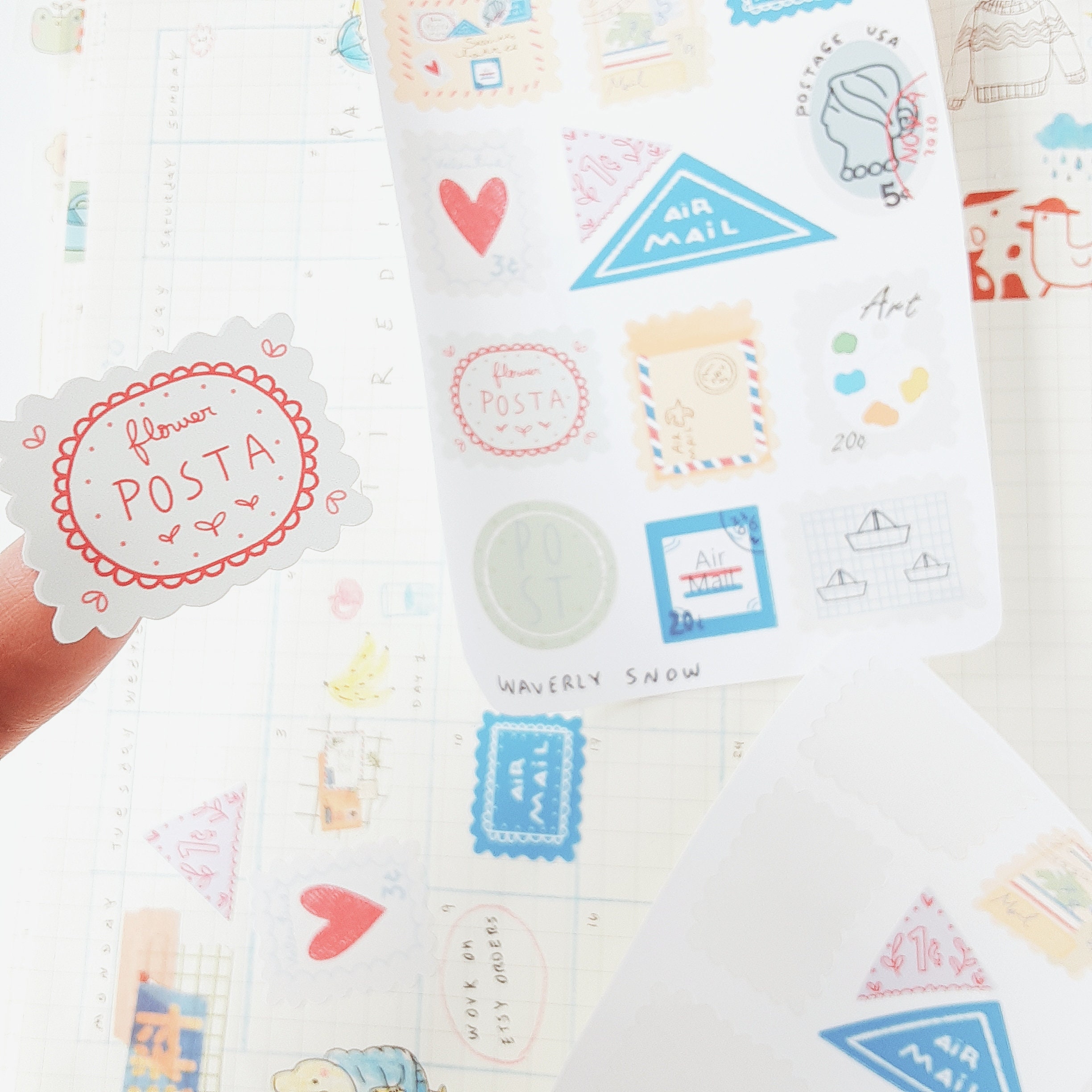 Postage Stamp Stickers. Mail. Cute Sticker Sheet. Bullet - Etsy