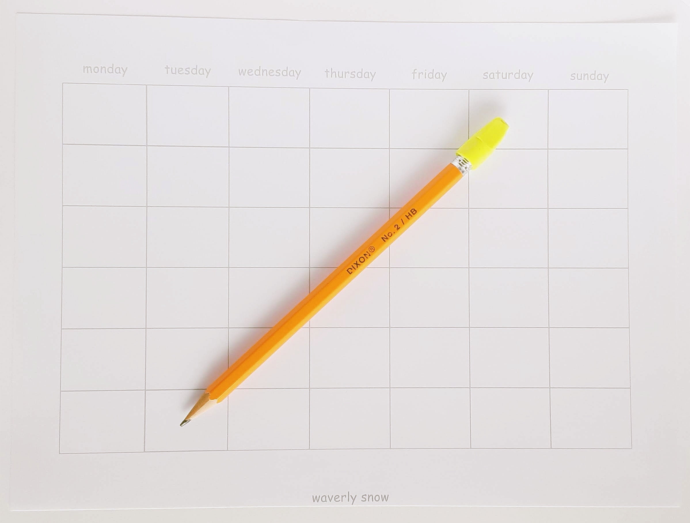 Monthly Calendar. Cute and Simple Minimal Calendar. Unnumbered - Etsy