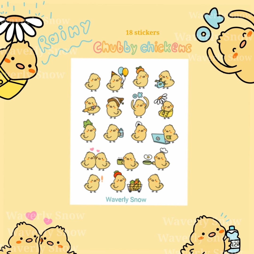 Chubby Chickens Stickers. Clear / Matte Stickers. Cute Kawaii Stickers ...
