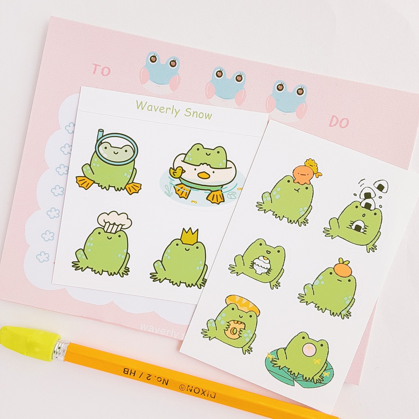 Cute Summer Frogs. Sticker Sheet. Waterproof Transparent / - Etsy