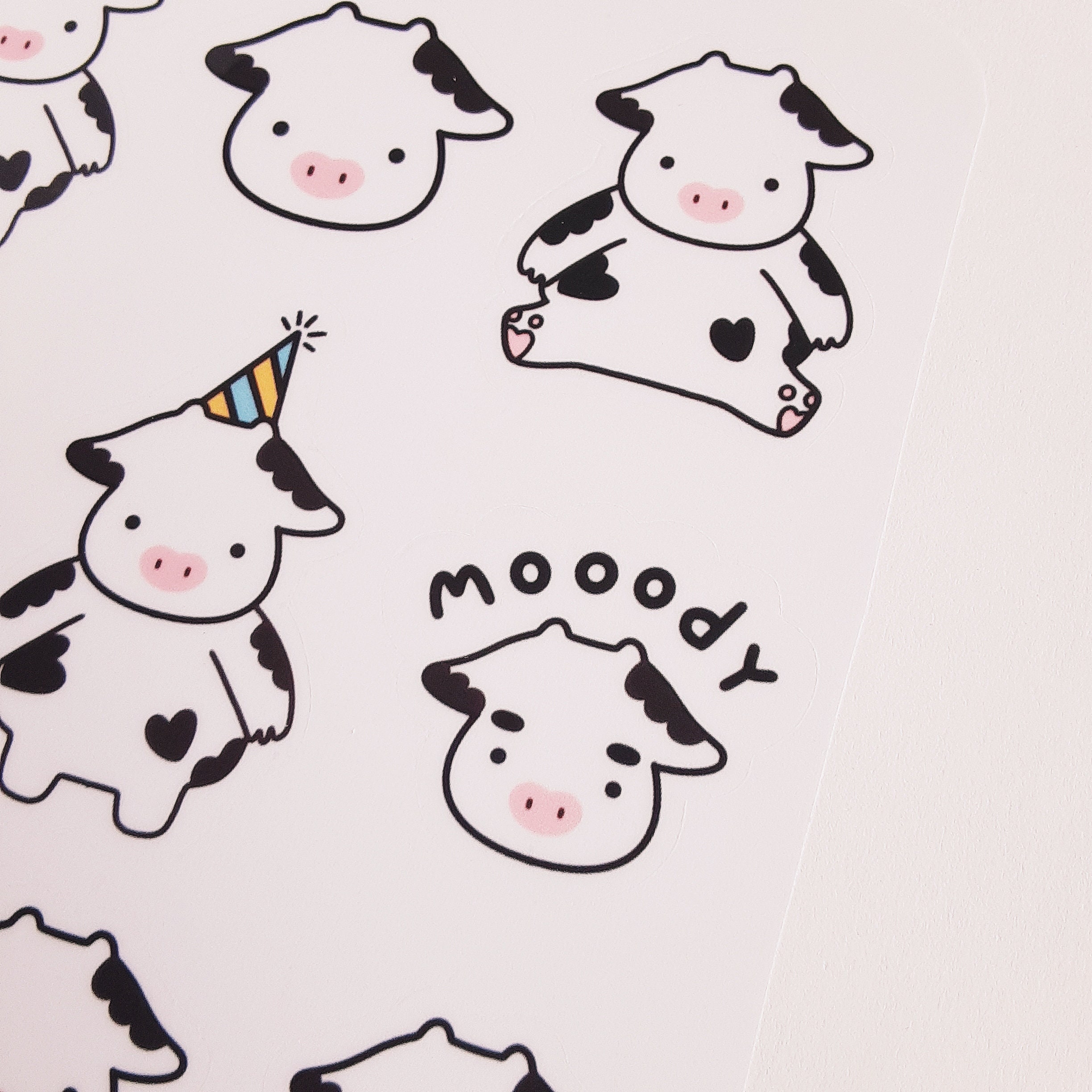 Cute little cow stickers. Waterproof transparent / matte white - Etsy 日本