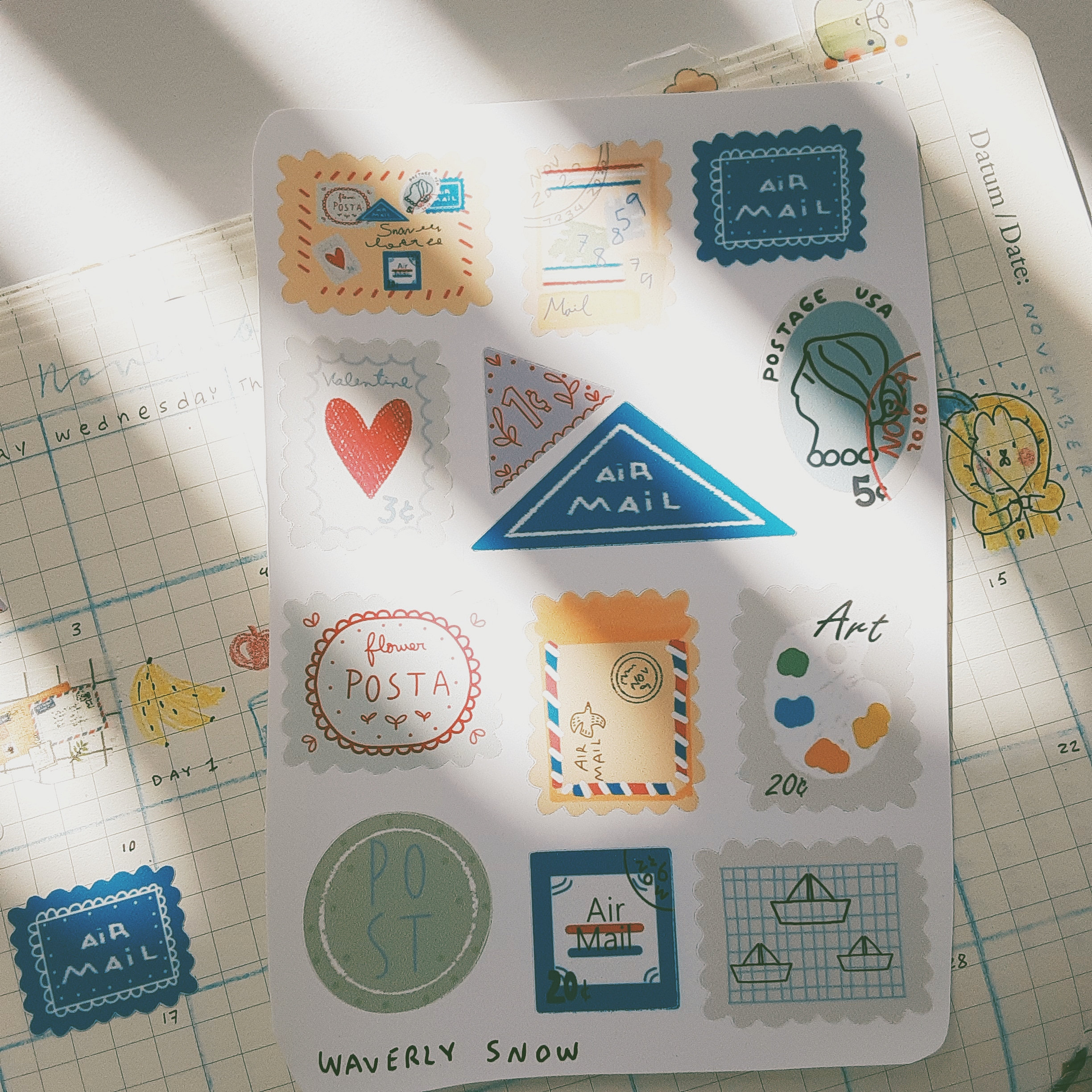 Postage Stamp Stickers. Mail. Cute Sticker Sheet. Bullet - Etsy