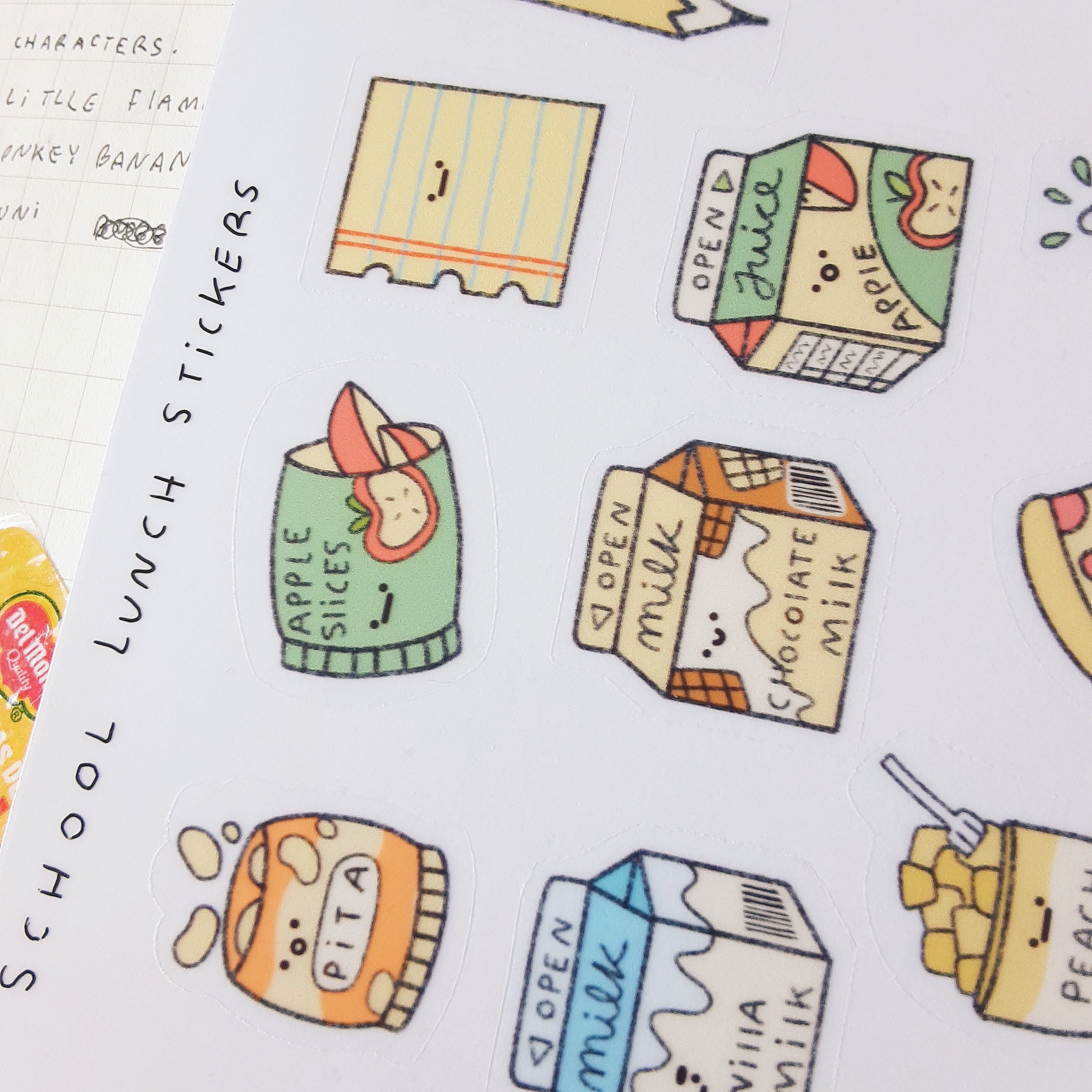 School Lunch Sticker Sheet. Cute Waterproof Transparent / - Etsy UK
