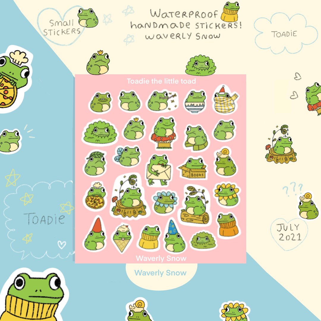 Toadi the Toad Sticker Sheet: Waterproof Matte & Transparent Stickers ...