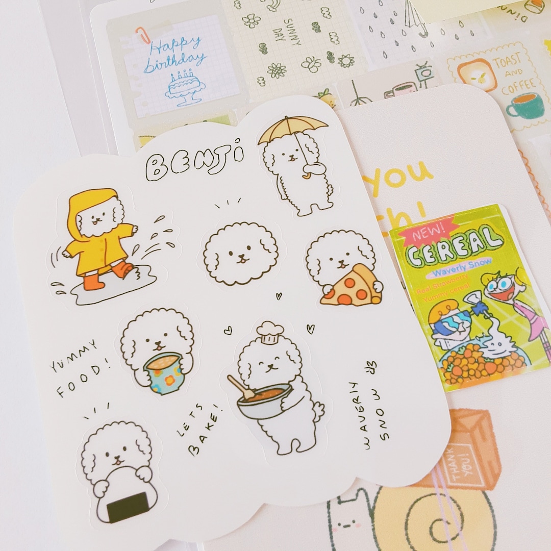 Benji Stickers Version 1. Waterproof / Matte White / Transparent ...