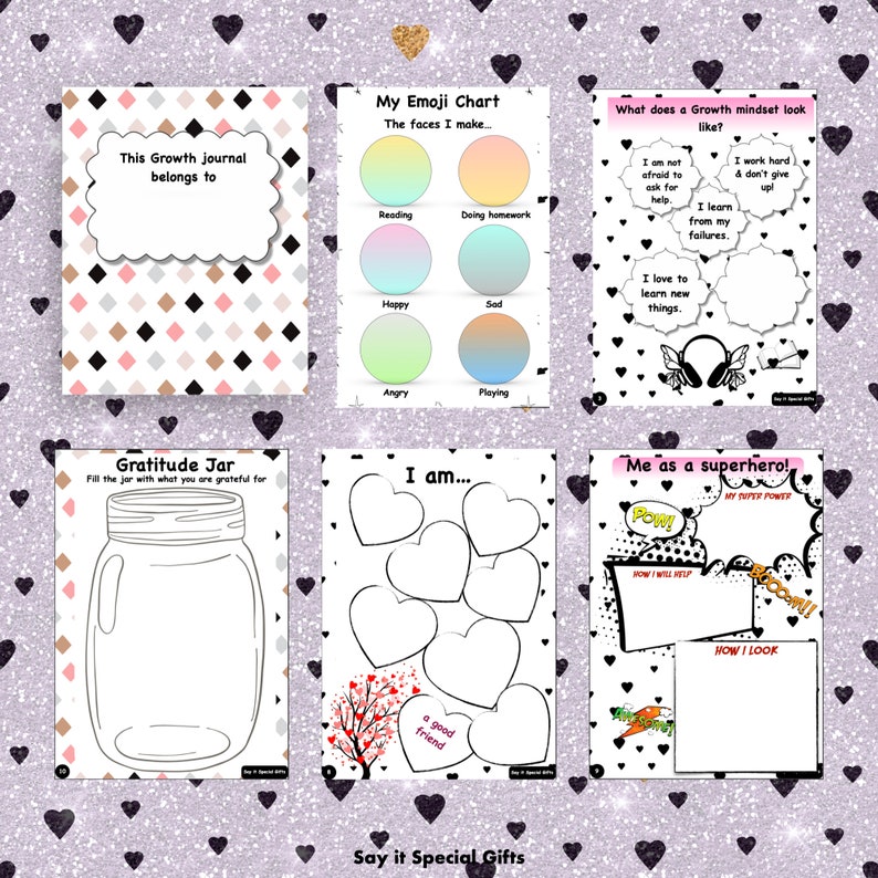 Kids Growth Mindset Gratitude Journal, Girls Digital PDF Download, A4 ...